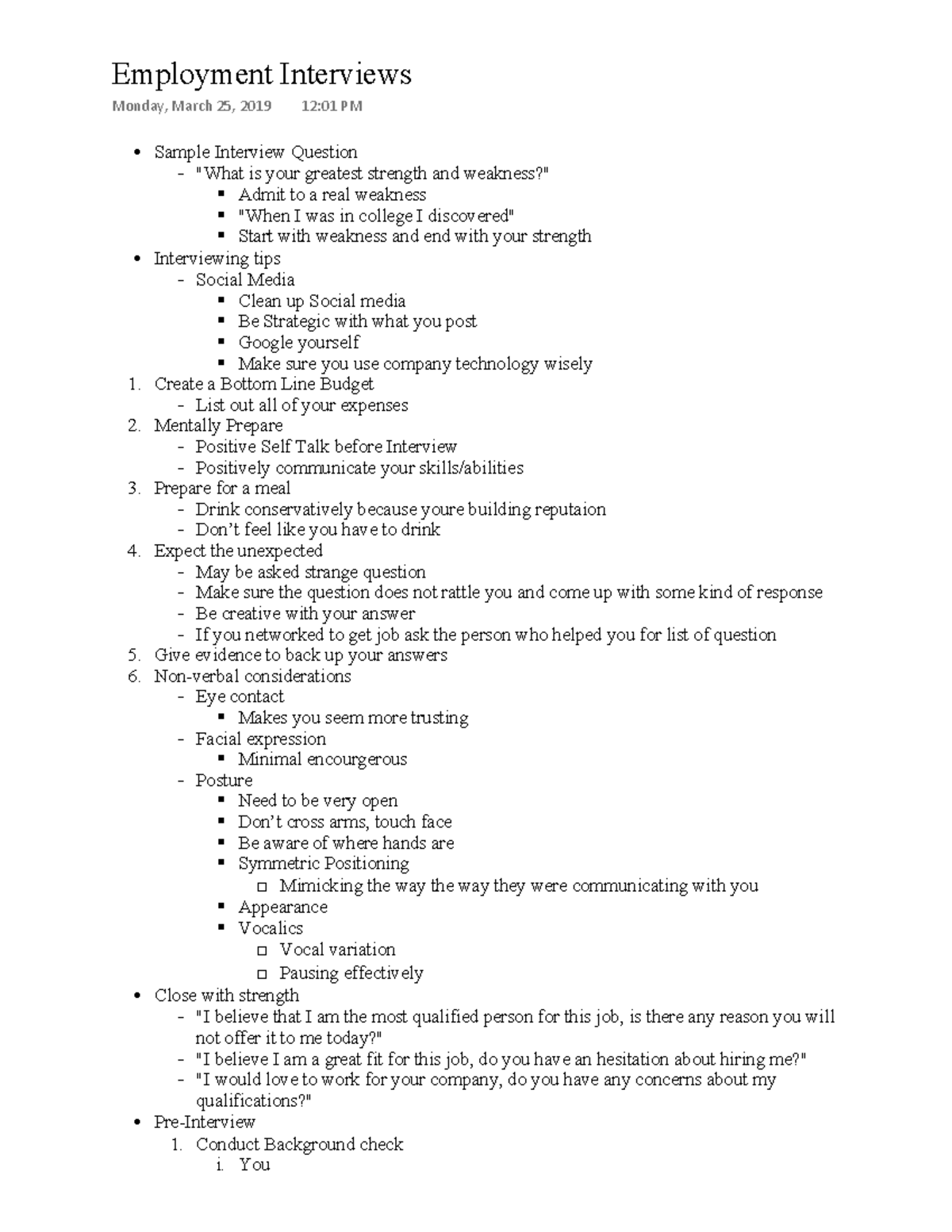 Employment Interviews - 6DPSOH ,QWHUYLHZ 4XHVWLRQ - Studocu