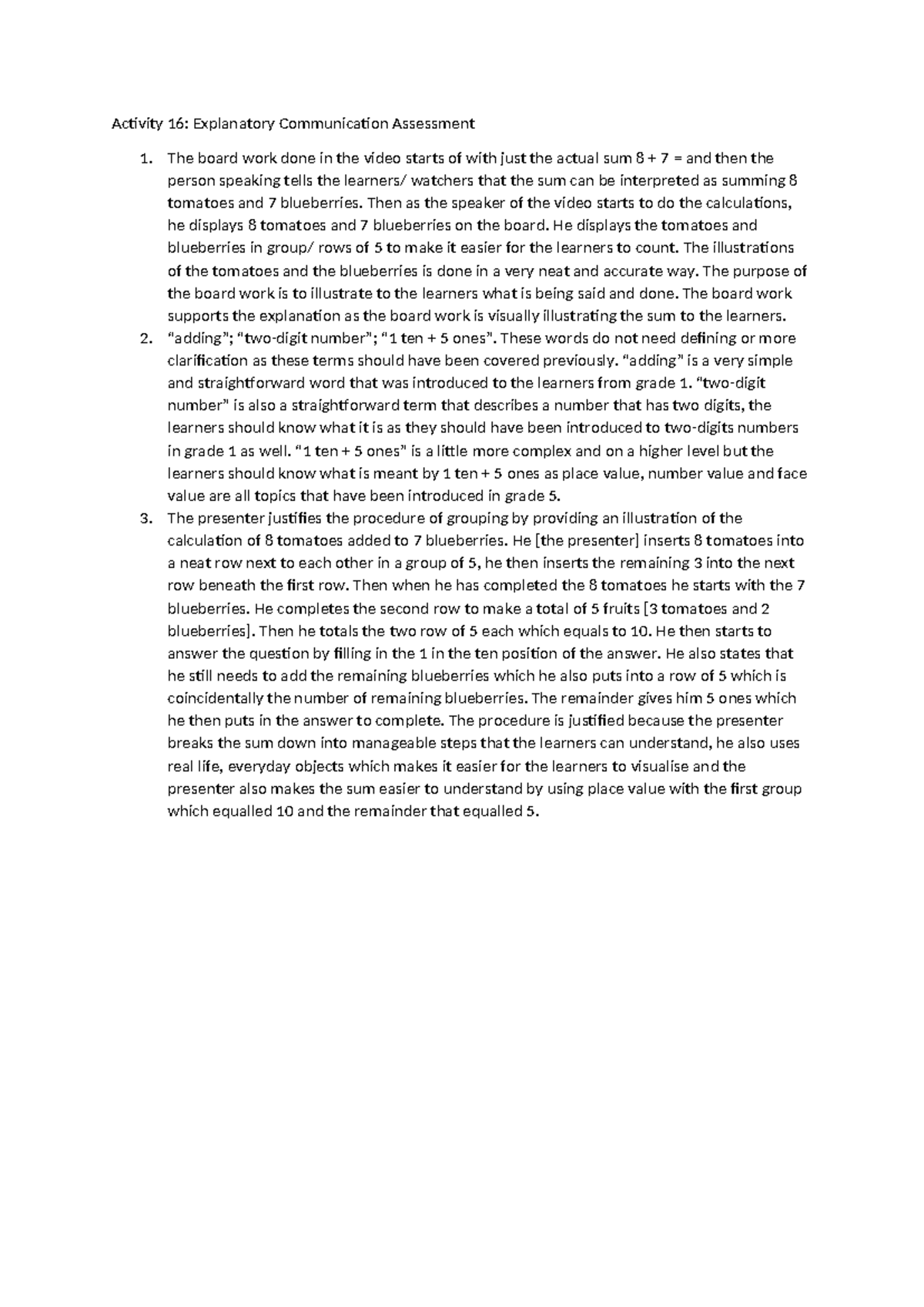 Activity 16 Explanatory communication part 1 - Activity 16: Explanatory ...