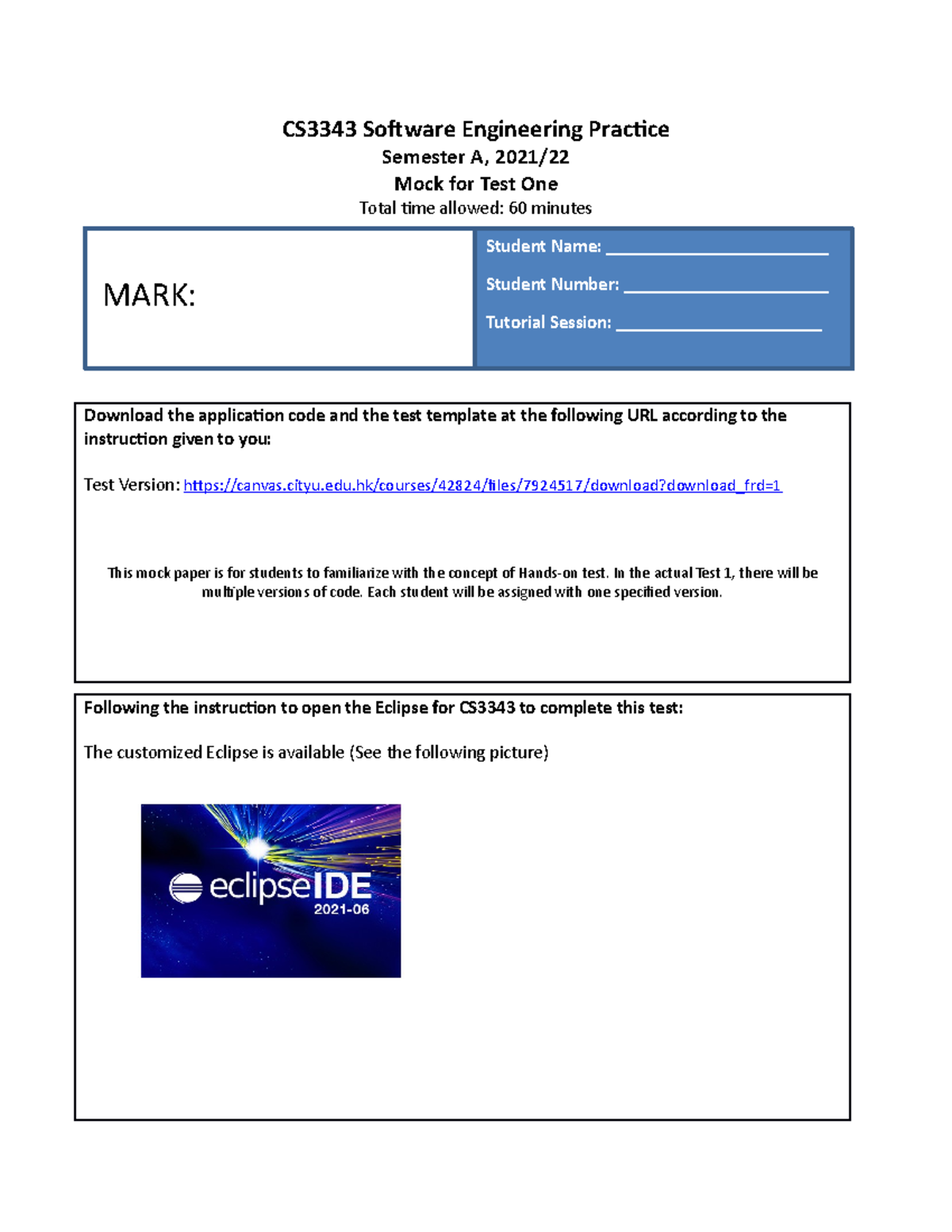 CS3343 Test One Mock Solution - CS3343 Software Engineering Practice ...