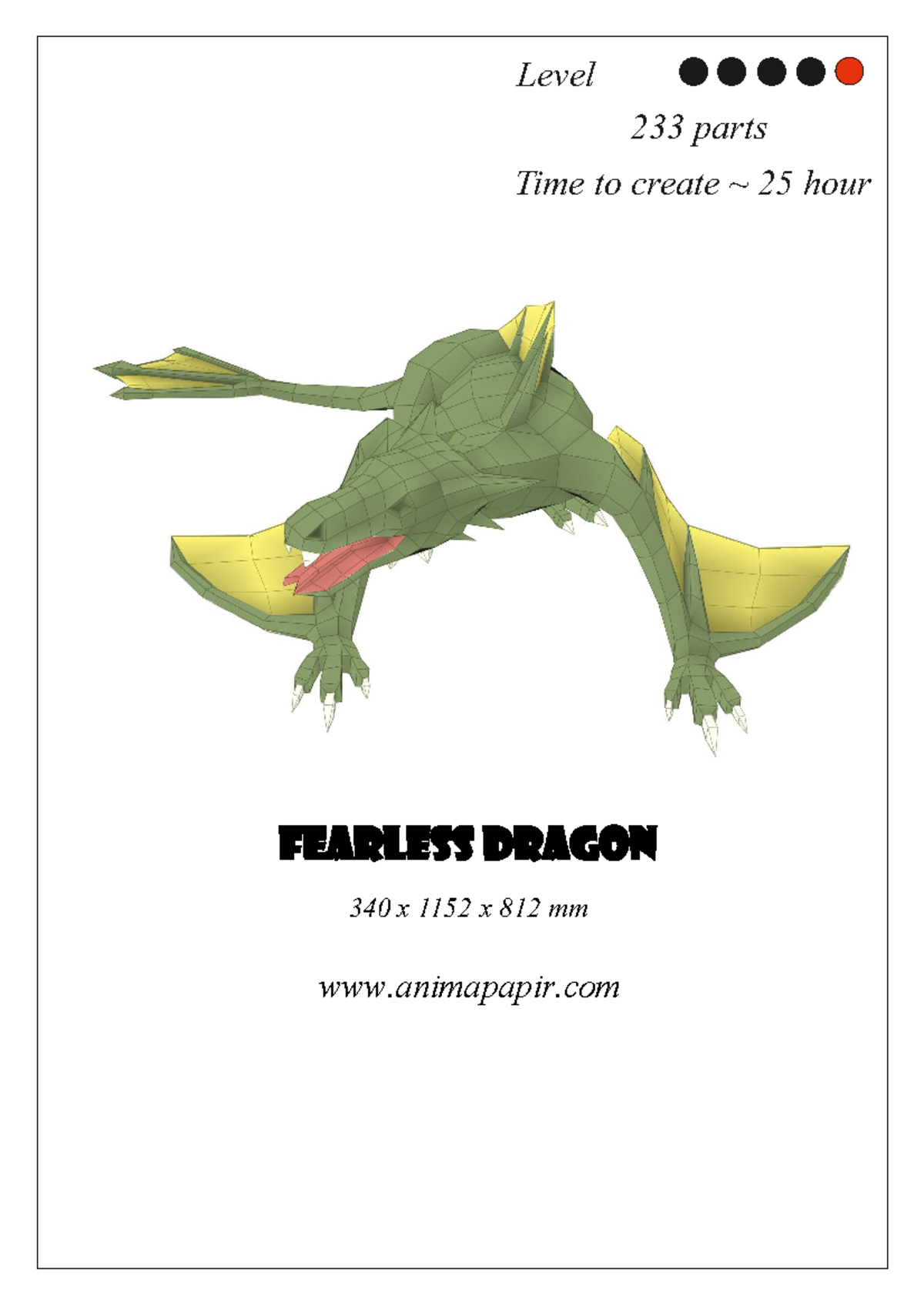 DIYFearless Dragon - Imprimir y armar - Level 233 parts Time to create ...