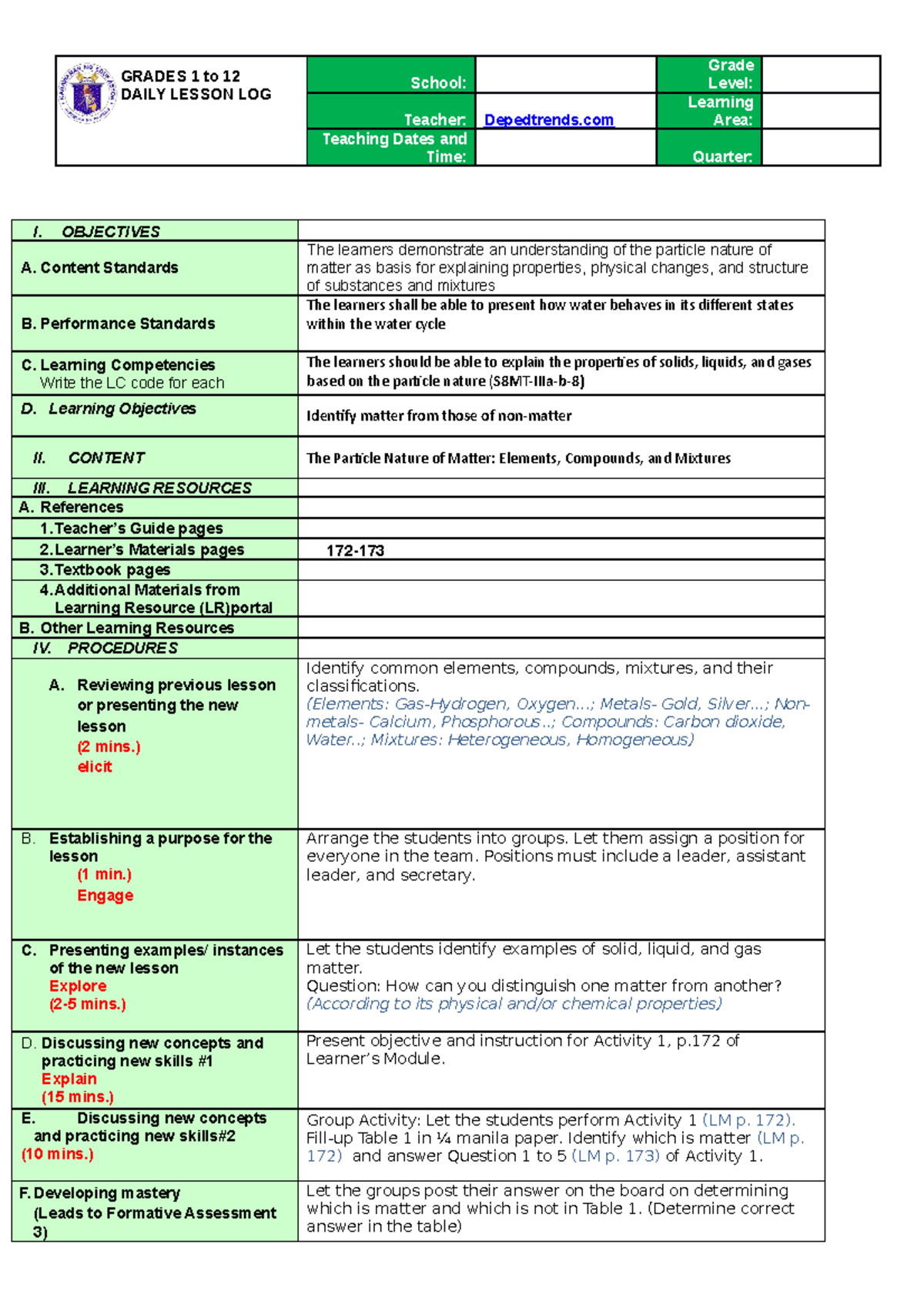 Science 8-DDL1 - i want to share my work - GRADES 1 to 12 DAILY LESSON ...