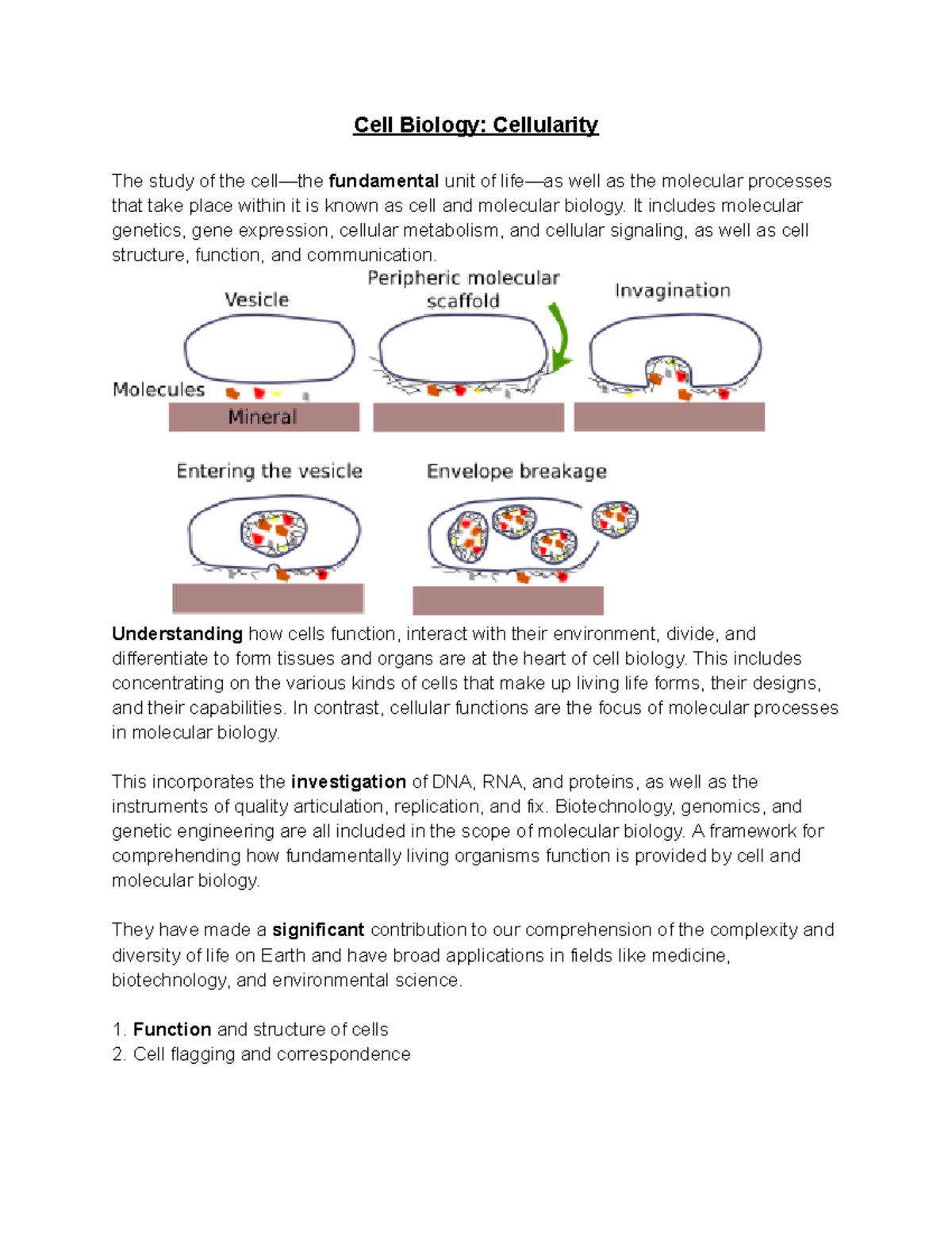 Cell Biology Cellularity - It includes molecular genetics, gene ...