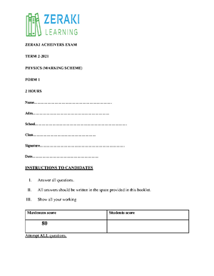 Physics form 1 notes - INTRODUCTION TO PHYSICS The primary school ...