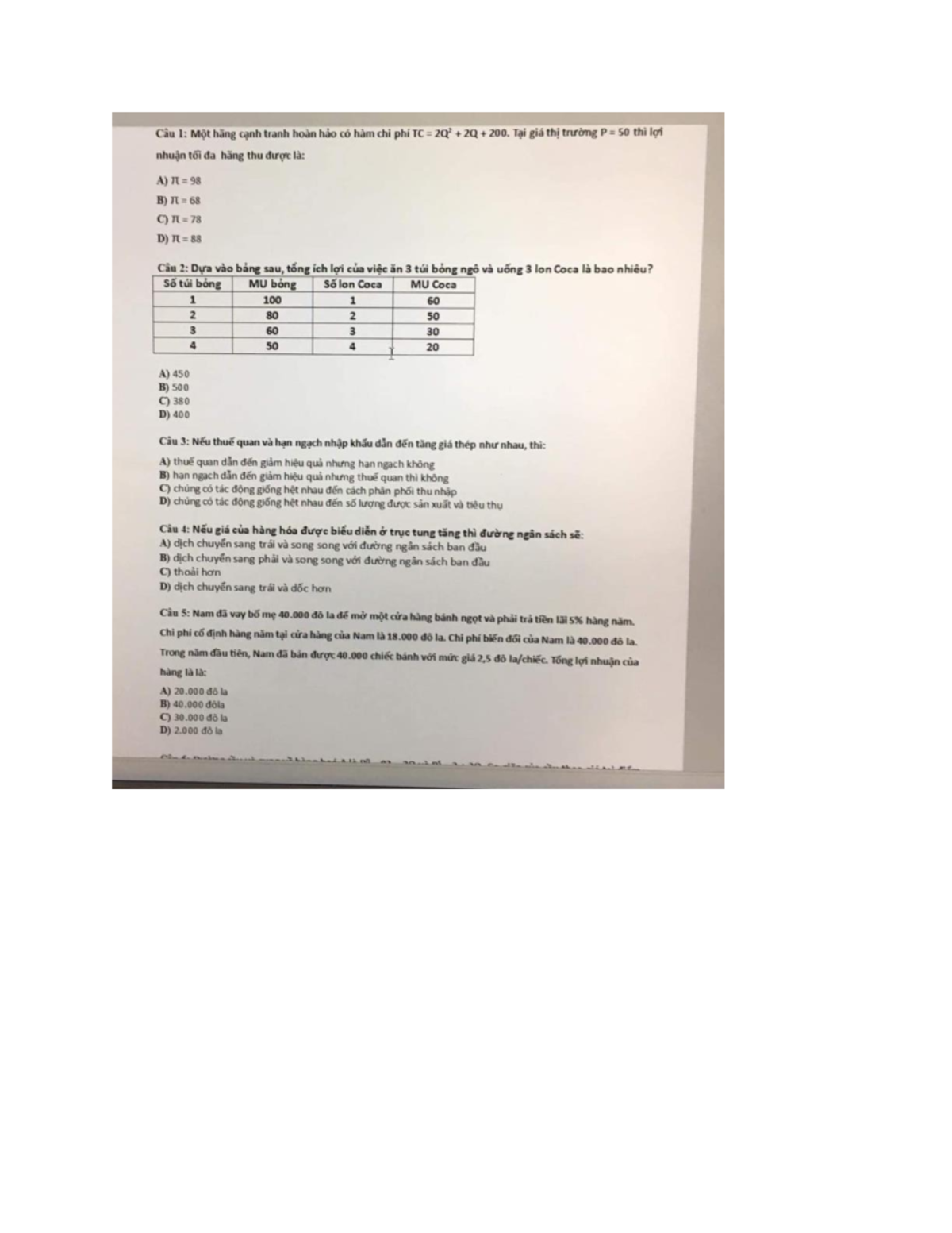 [ĐỀ MỚI NHẤT K63 CQ KÌ 2 NĂM 2021-2022] ĐỀ SỐ 7 - CÓ GIẢI CHI TIẾT - Câu 1: Môt häng - Studocu
