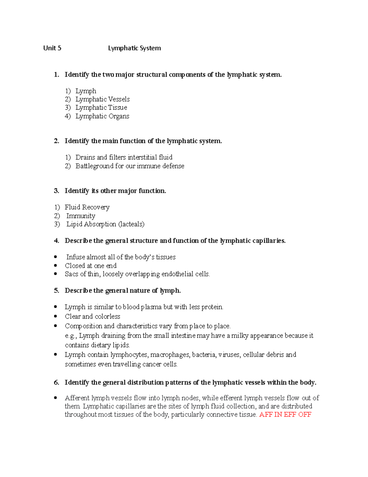 Unit 5 Lymphatic System - Unit 5 Lymphatic System Identify the two ...