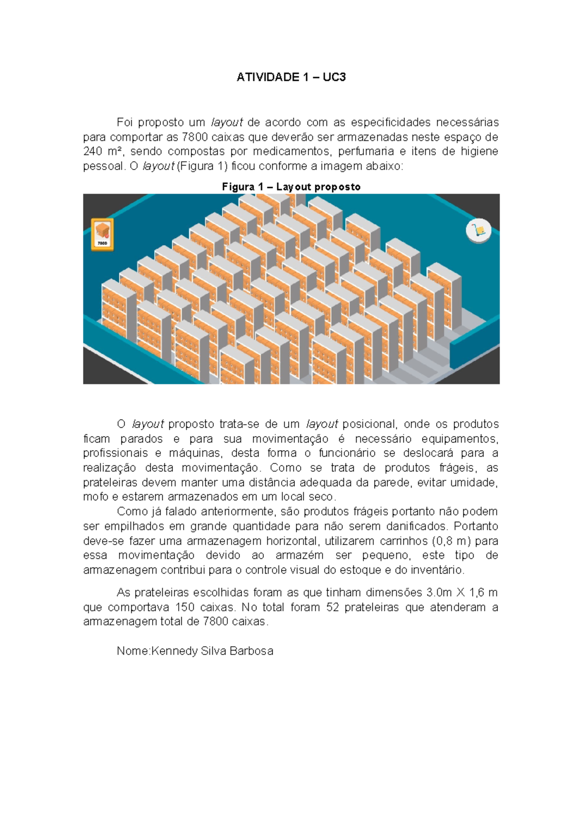 Atividade 3 do kennedy - ATIVIDADE 1 – UC Foi proposto um layout de ...
