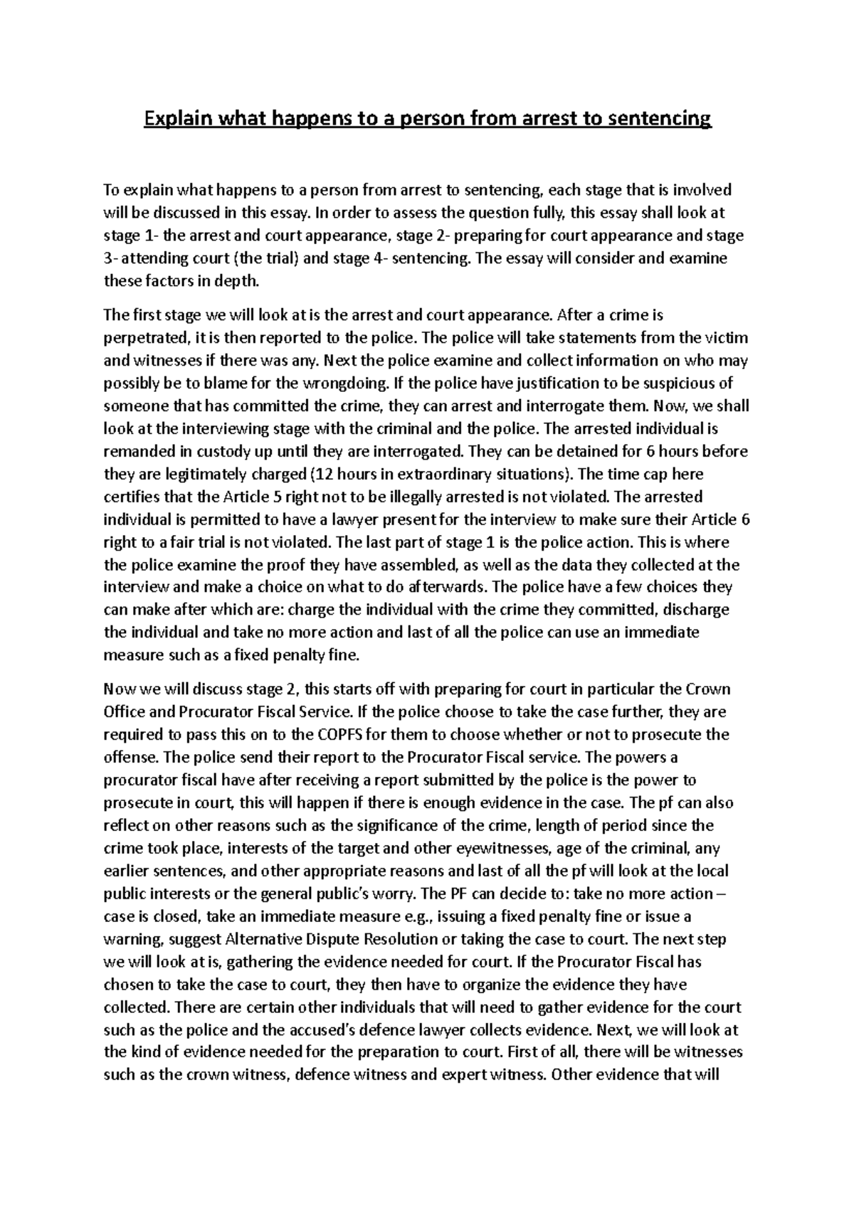 Arrest Notes Criminology - Explain what happens to a person from arrest ...