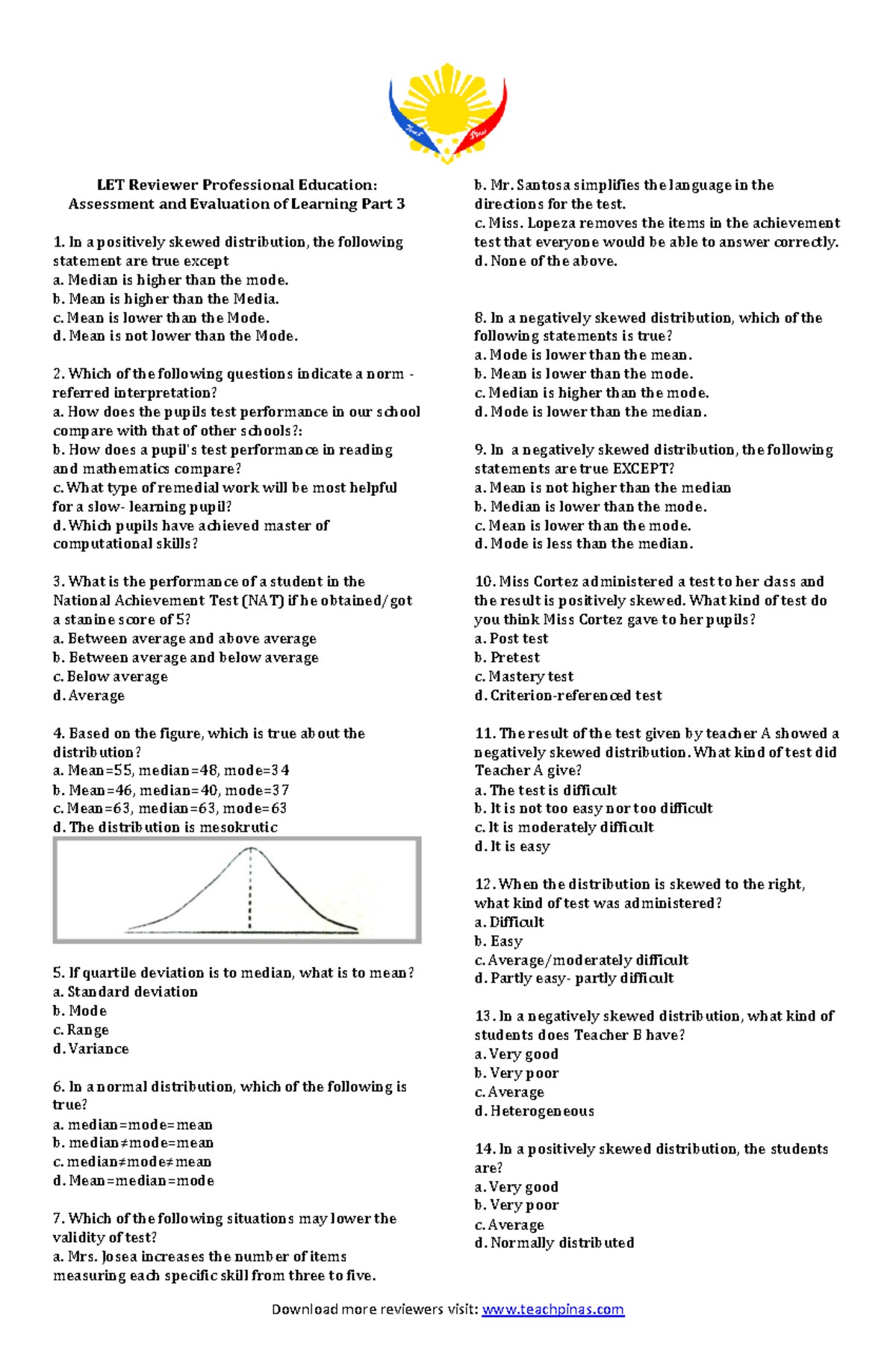 Assessment and Evaluation of Learning Part 3 - Download more reviewers ...