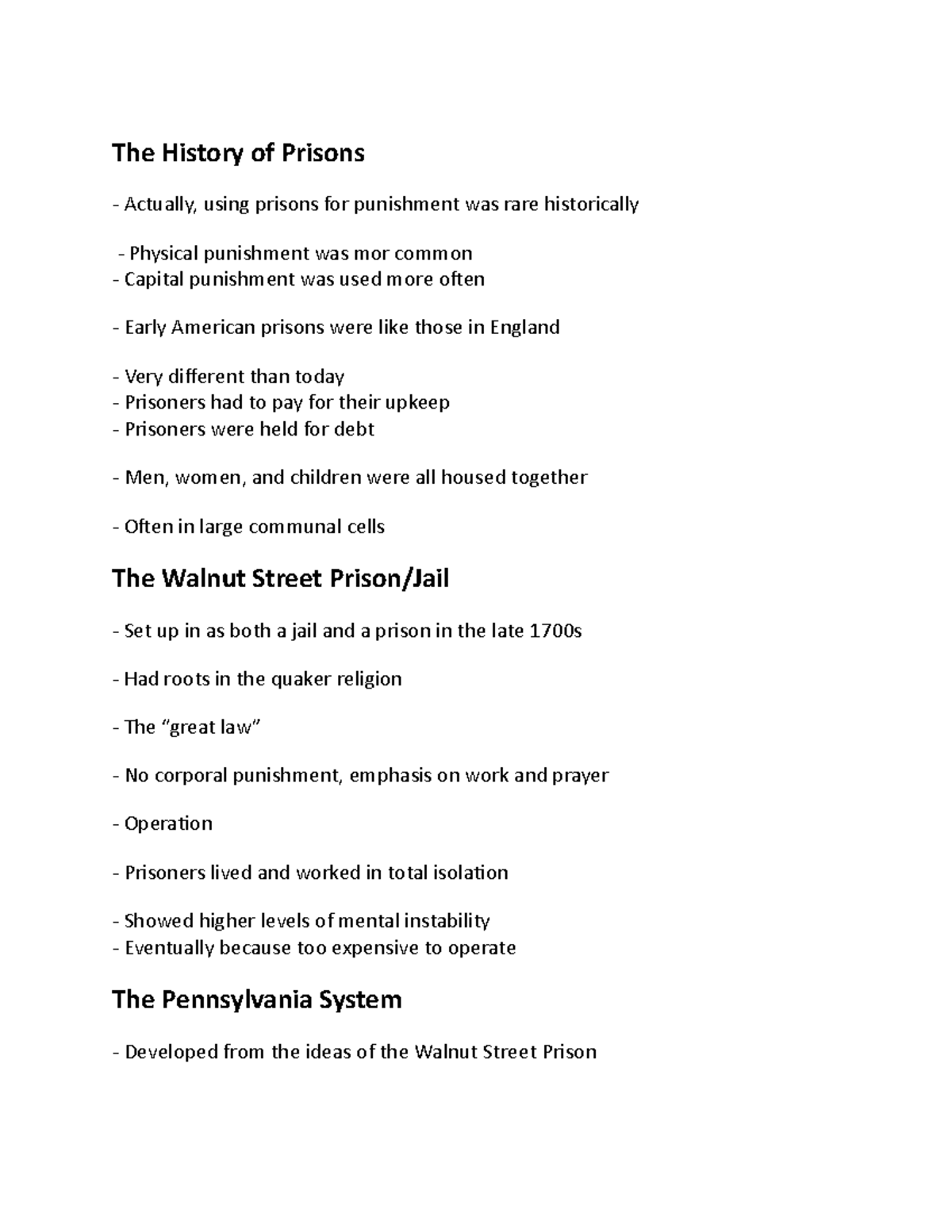 Criminal justice 5 - CRMJ 254 - The History of Prisons Actually, using ...