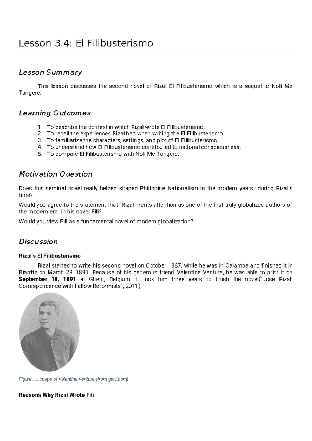 Lesson 3.4 El Filibusterismo - Lesson 3: El Filibusterismo Lesson ...