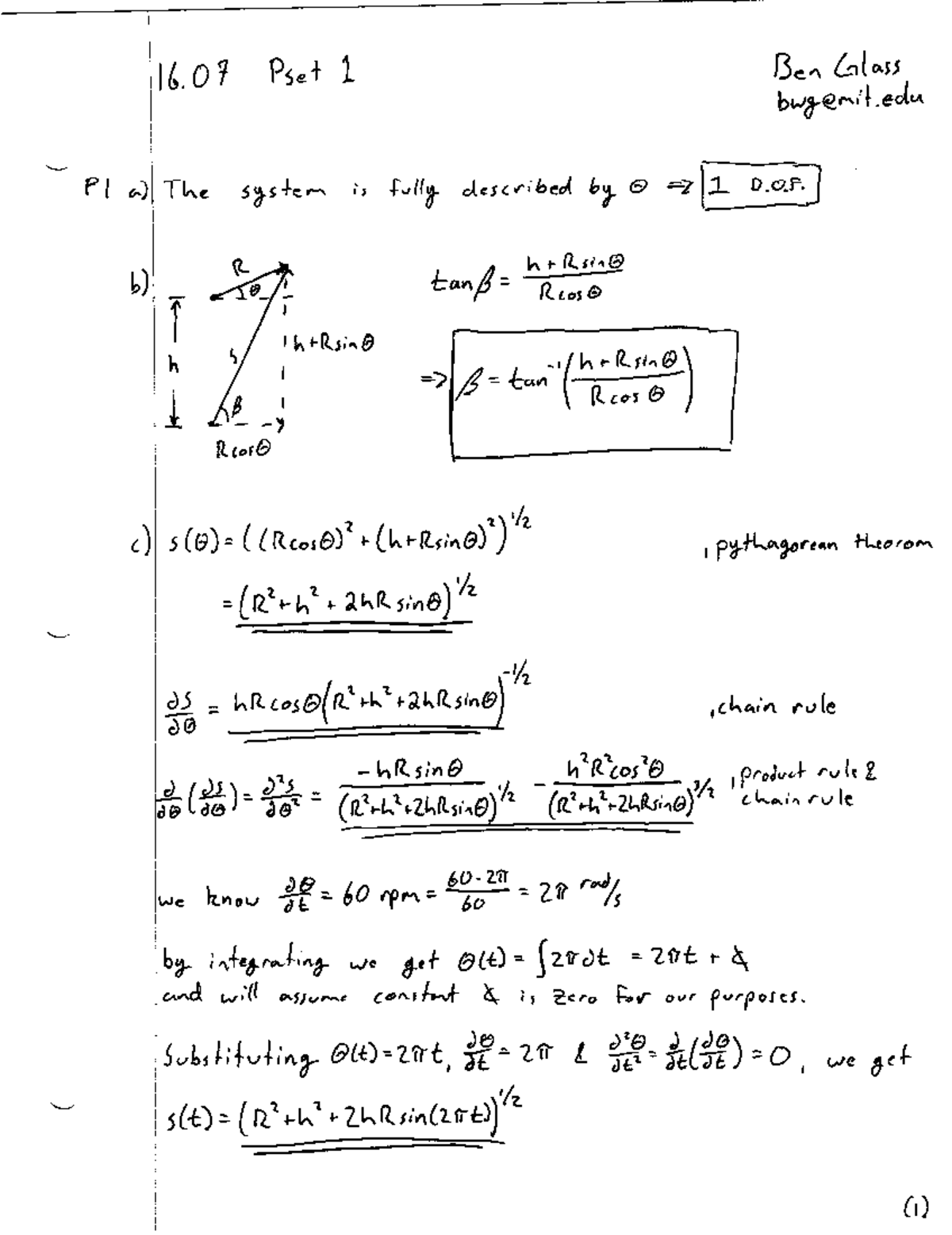 Ps 1-sol-2008 - solutions to dynamics pset above - CET 431 - Problem 3a ...