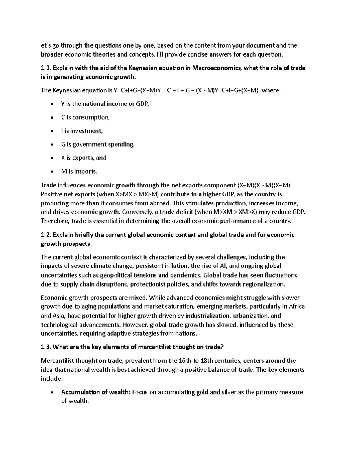 Econ Int Trade Q&A - et's go through the questions one by one, based on ...