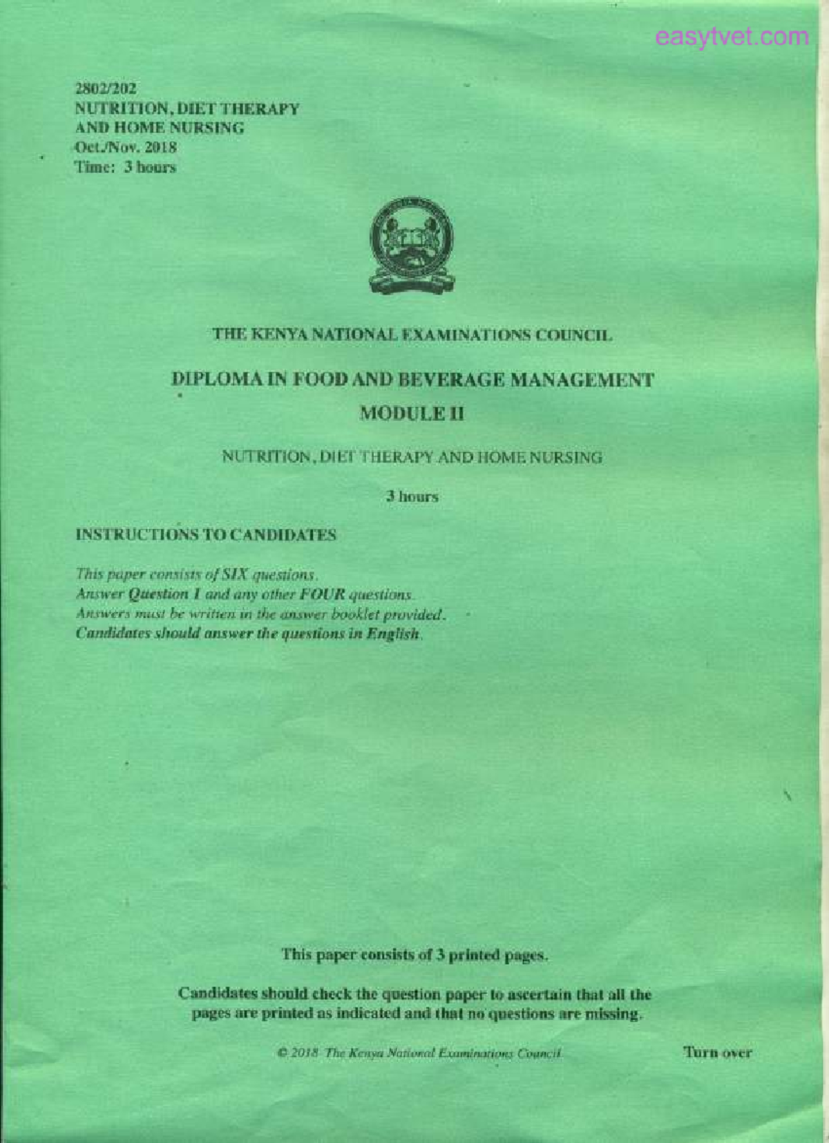 2018 nov past paper to aid in revision for our upcoming examination ...