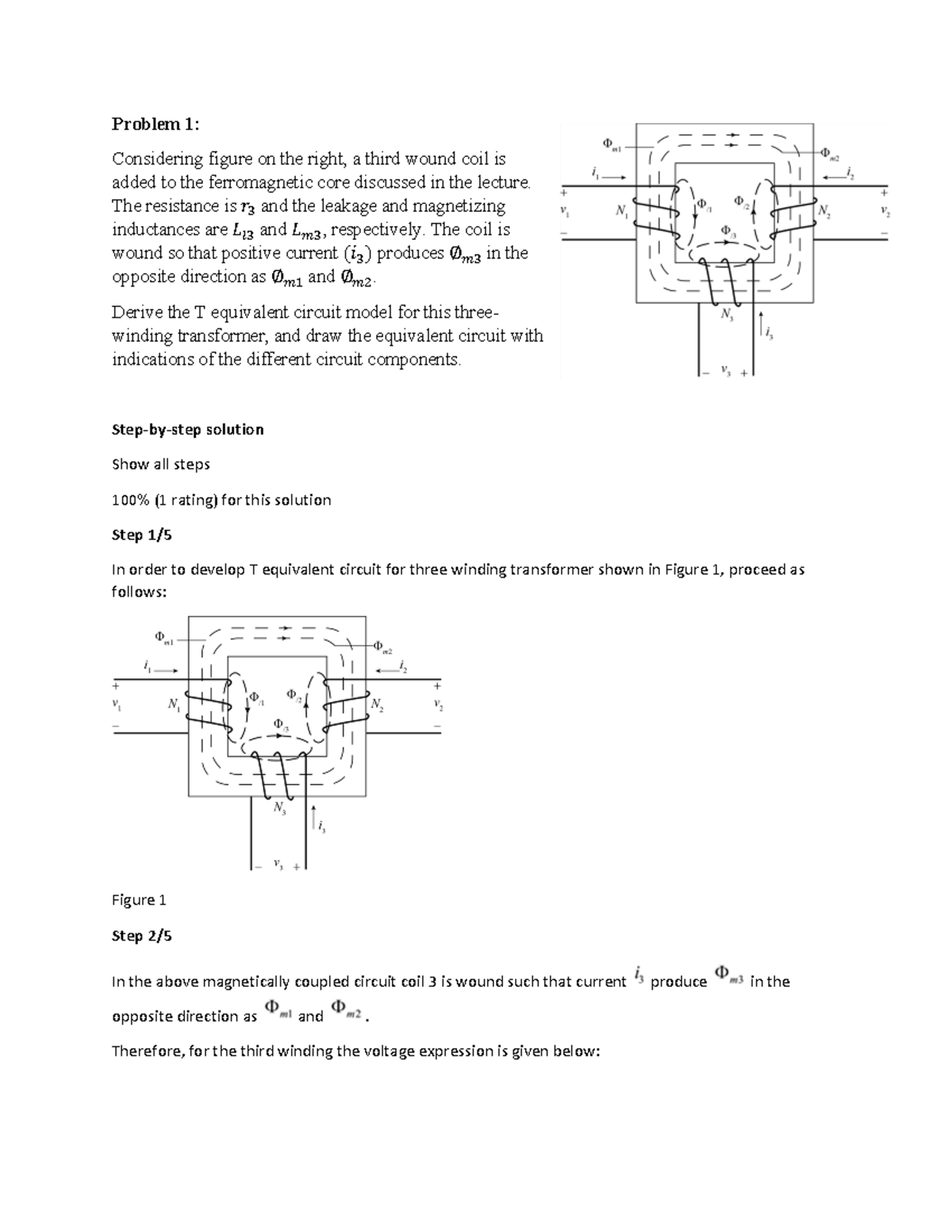Assignment 3 solutions - Problem 1: Considering figure on the right, a third wound coil is added ...