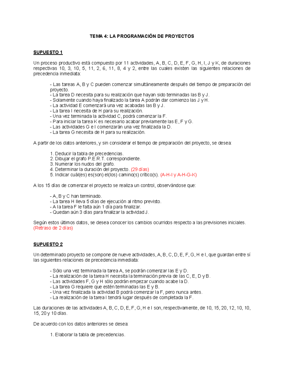 Supuestos Tema4 sin costes - TEMA 4: LA PROGRAMACIÓN DE PROYECTOS ...