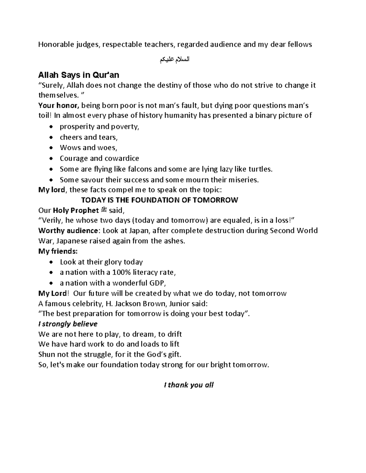 Hassan material - Honorable judges, respectable teachers, regarded ...