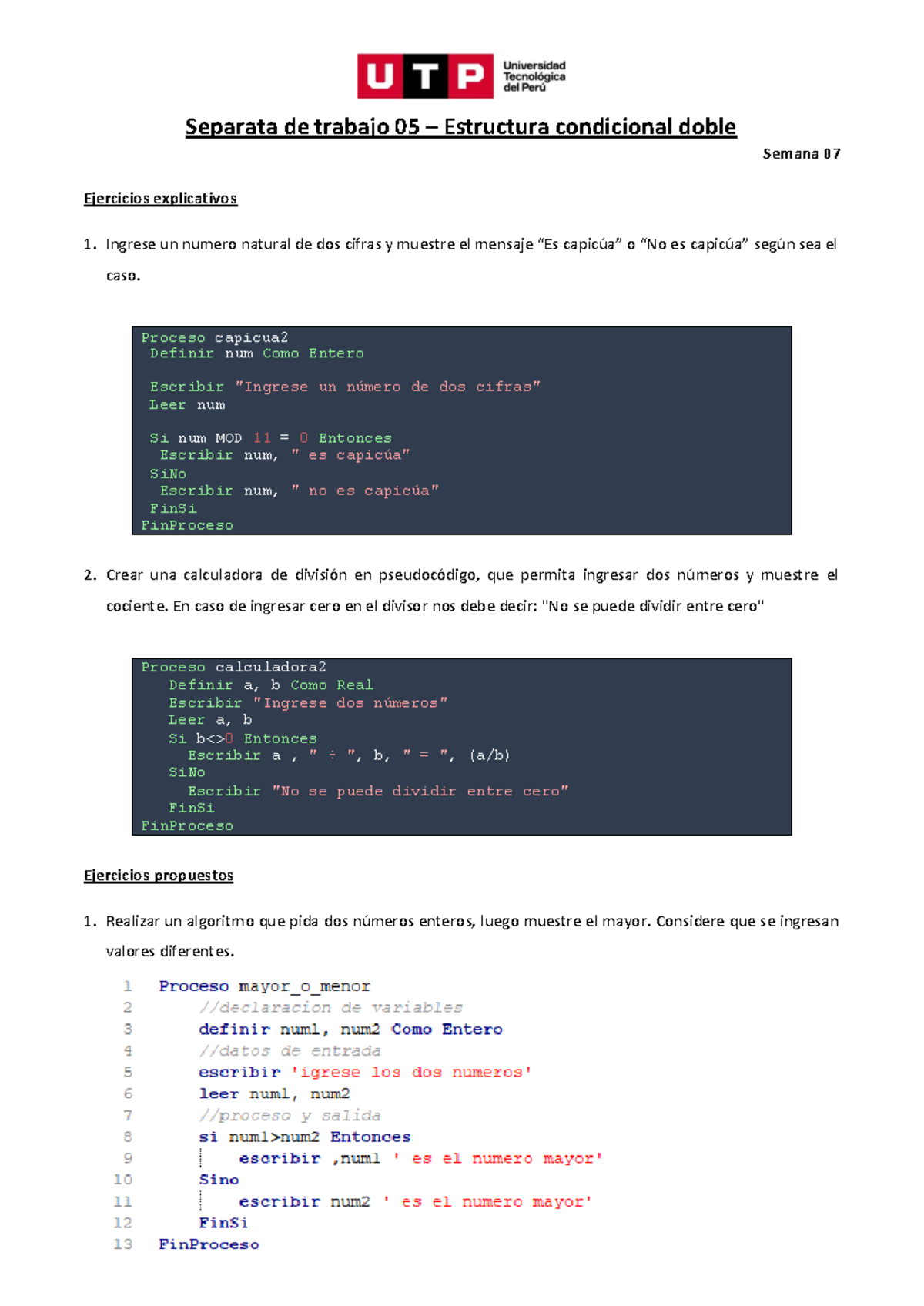 Separata 05 Unidad 02 - S3.s2-Resolver Ejercicios Principios de algoritmos - Proceso capicua ...