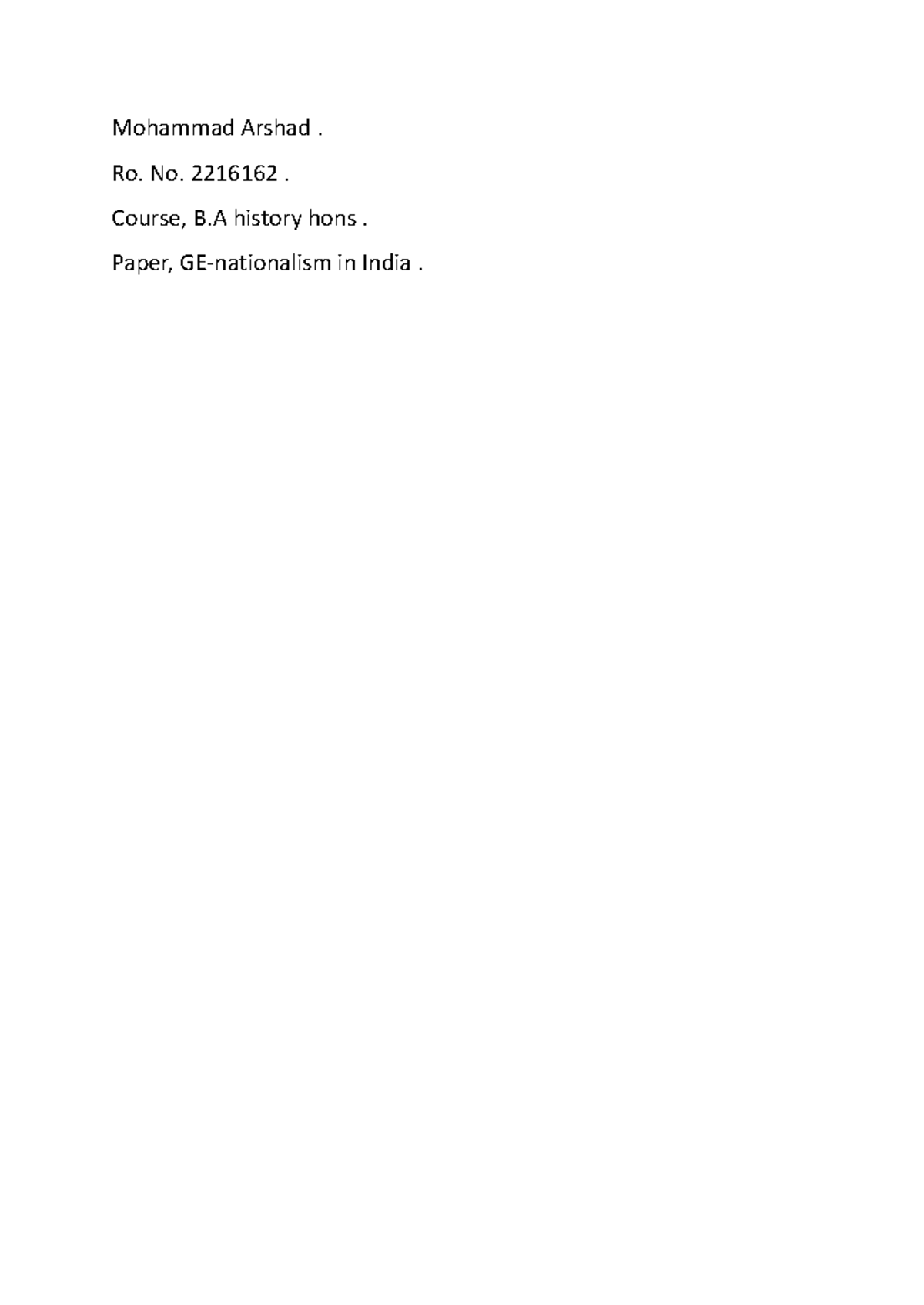 Polity assignment-sem-3 - Mohammad Arshad. Ro. No. 2216162. Course, B history hons. Paper, - Studocu