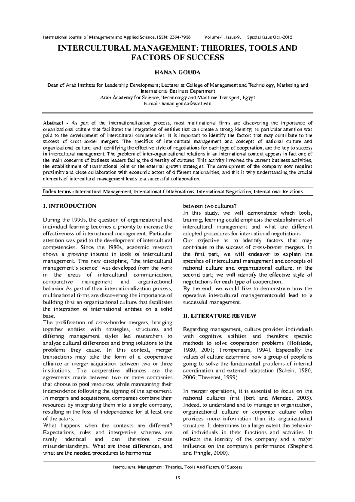 Intercultural Management (theories, tools and factors of success ...