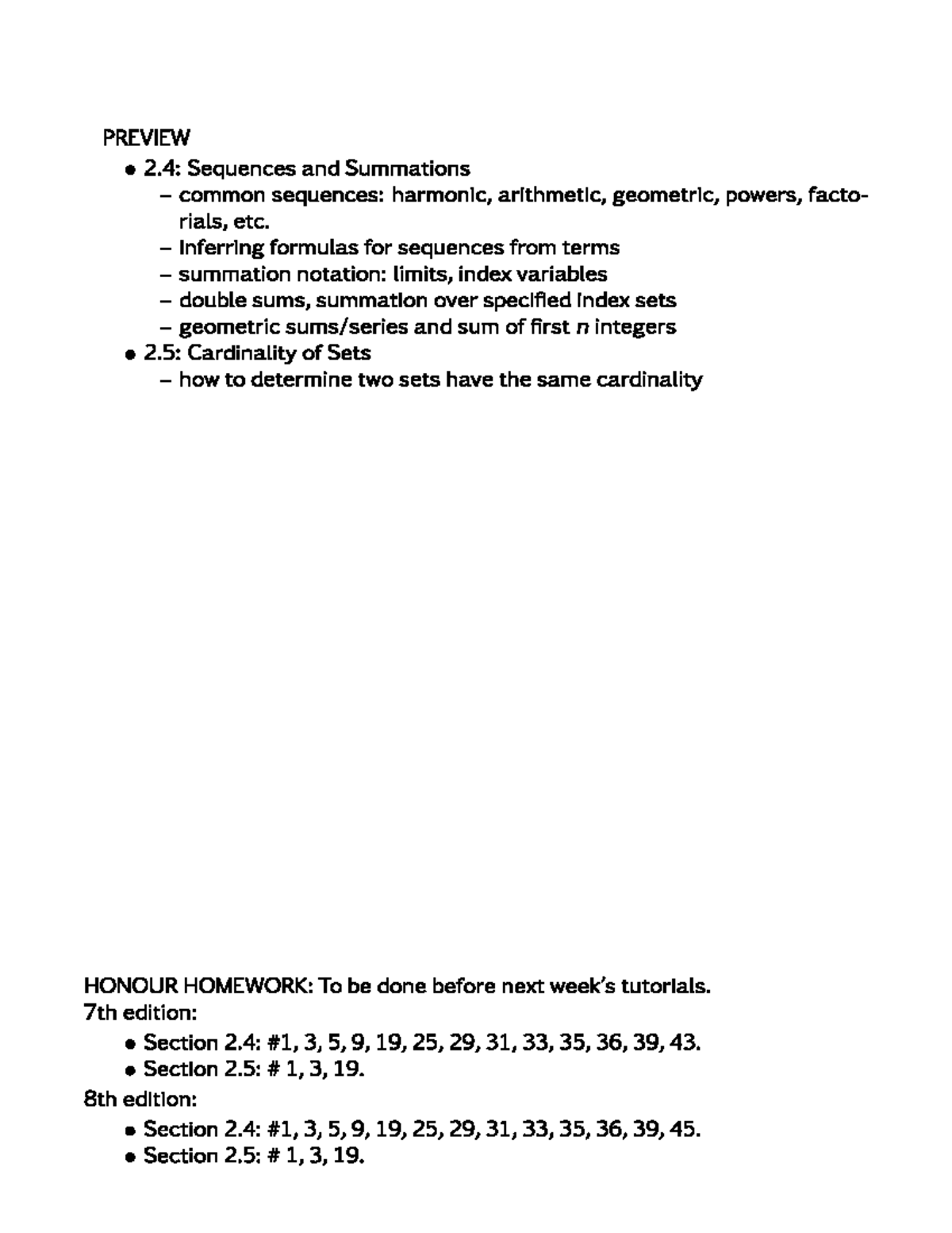 MATH2080 Lecture 9 Sections 2p4 2p5 Sequencesn Sums and Cardinality ... MATH2080 Lecture 9 Sections 2p4 2p5 Sequencesn Sums and Cardinality ...