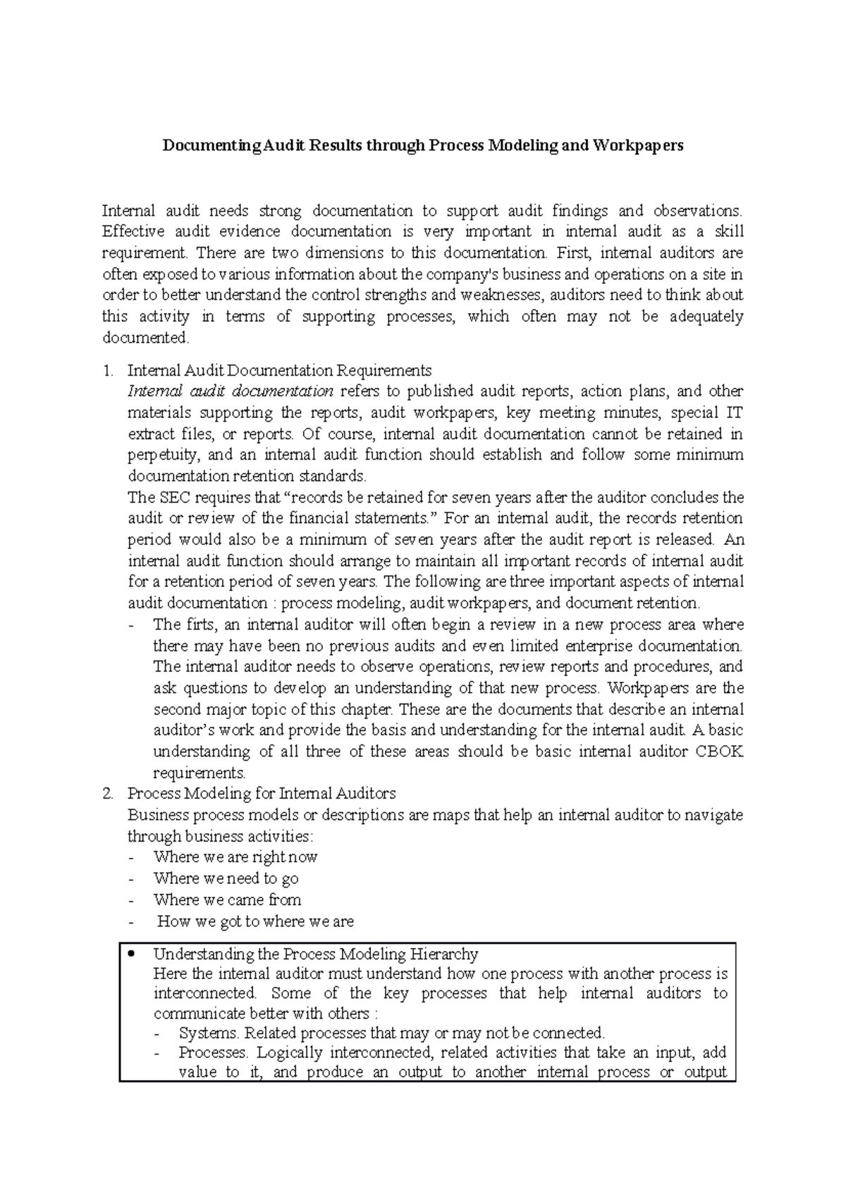 Chapter 17 Documenting Audit Results through Process Modeling and ...