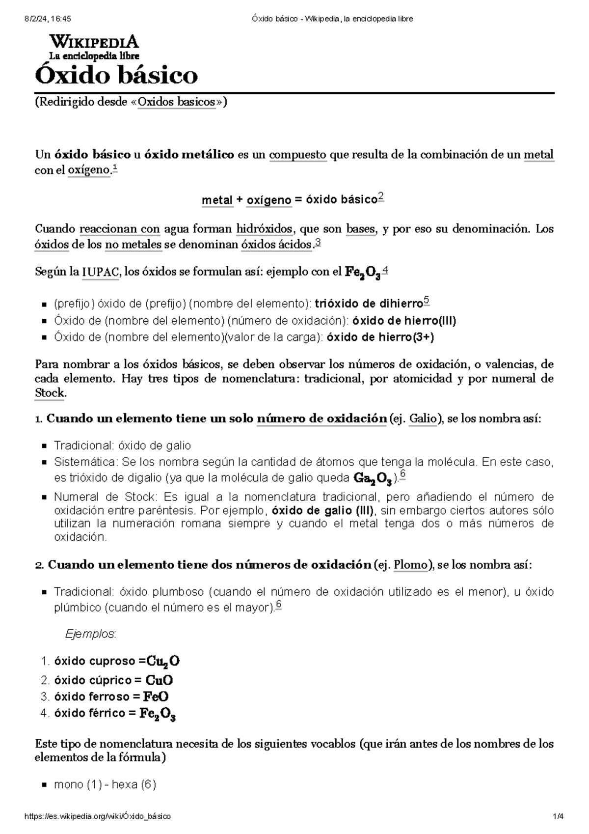 Óxido básico - Wikipedia, la enciclopedia libre - Óxido básico ...