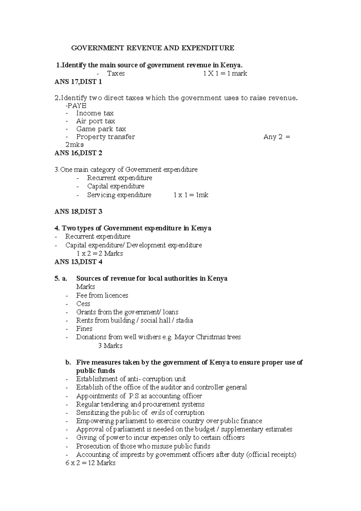A Government Revenue AND Expenditure - GOVERNMENT REVENUE AND ...