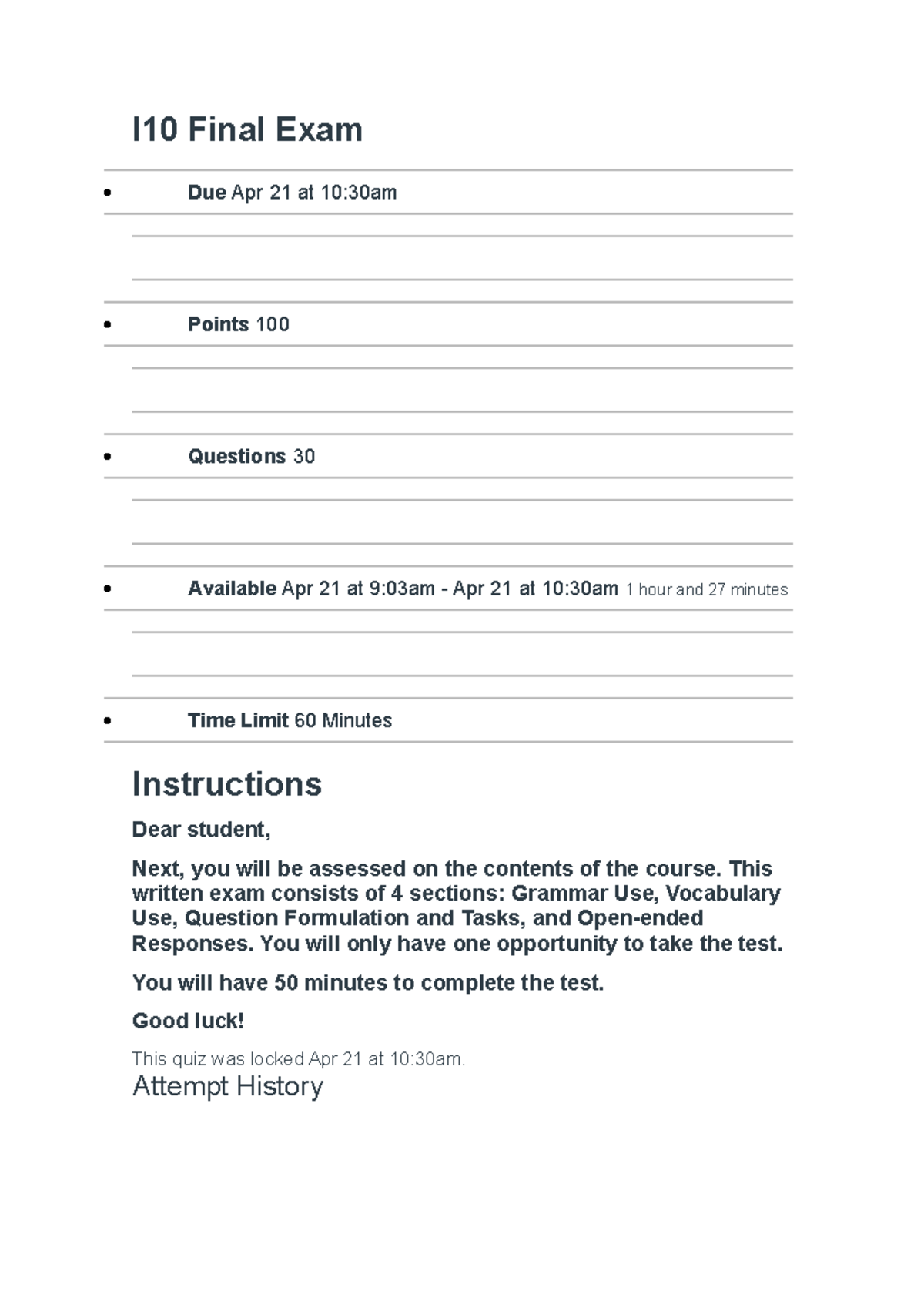 I10 Final Exam corregido por la porfesora - I10 Final Exam Due Apr 21 ...