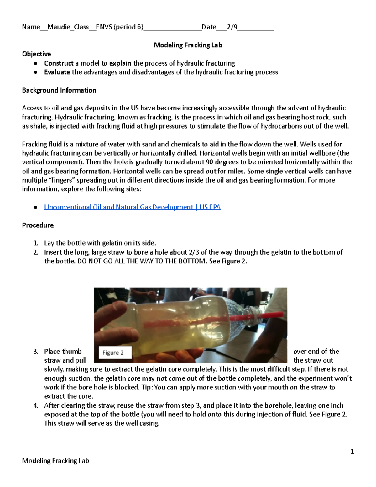 Modeling Fracking Lab - Name__Maudie_Class__ENVS (period 6)______Date ...