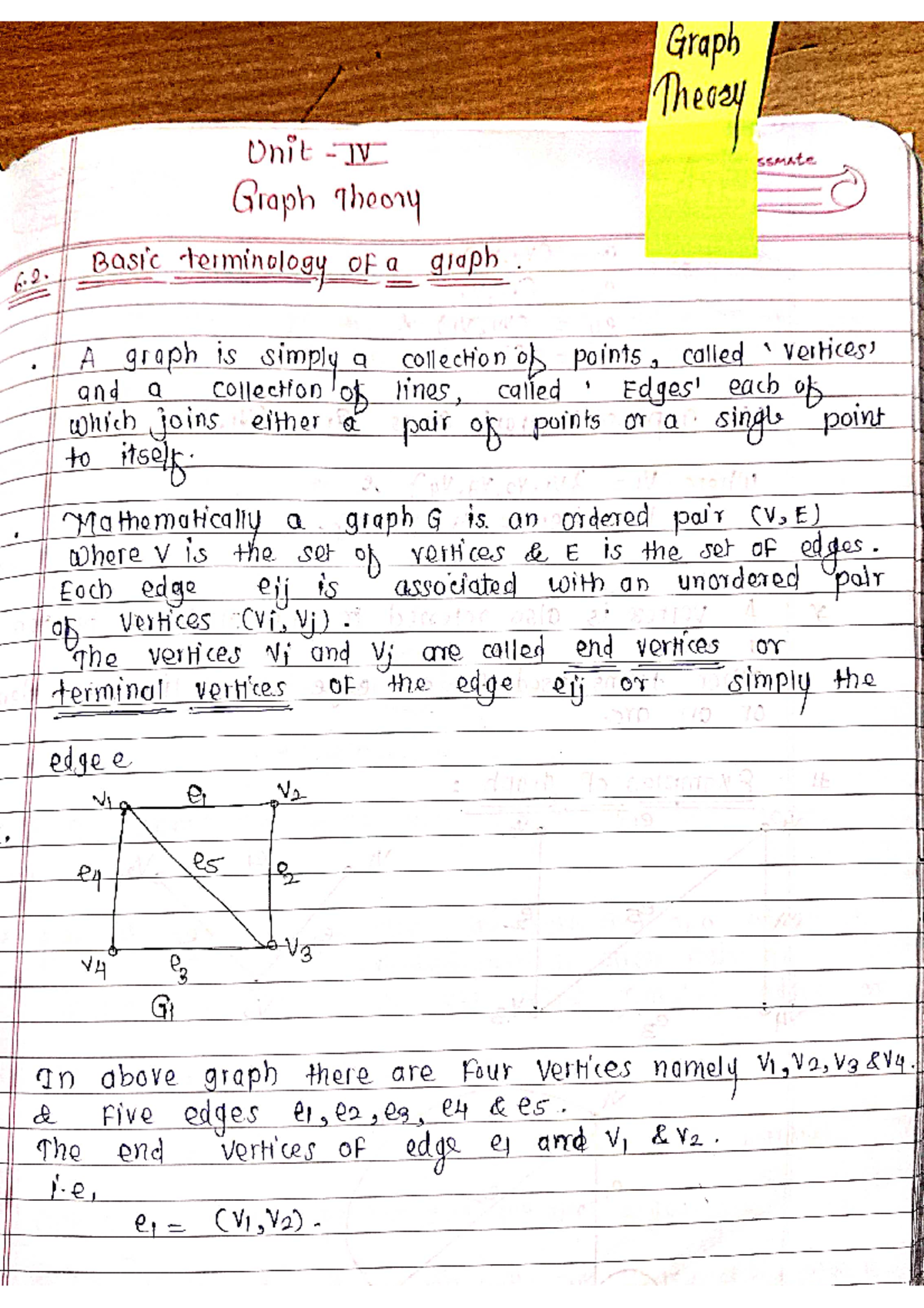 Graph Theory Handwritten Notes - Graph Theory Unit ssmste Graph Theory ...