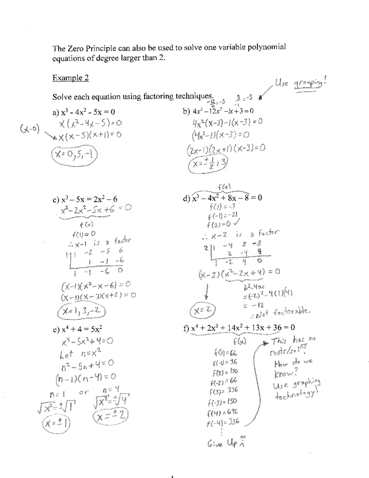 Mhf4u solvingpolynomialequations soln 2-end - Math 102.3 - Studocu