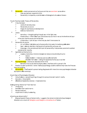 Psychology 1 - Intro to Psych - PSYC 050 - Howard - Studocu