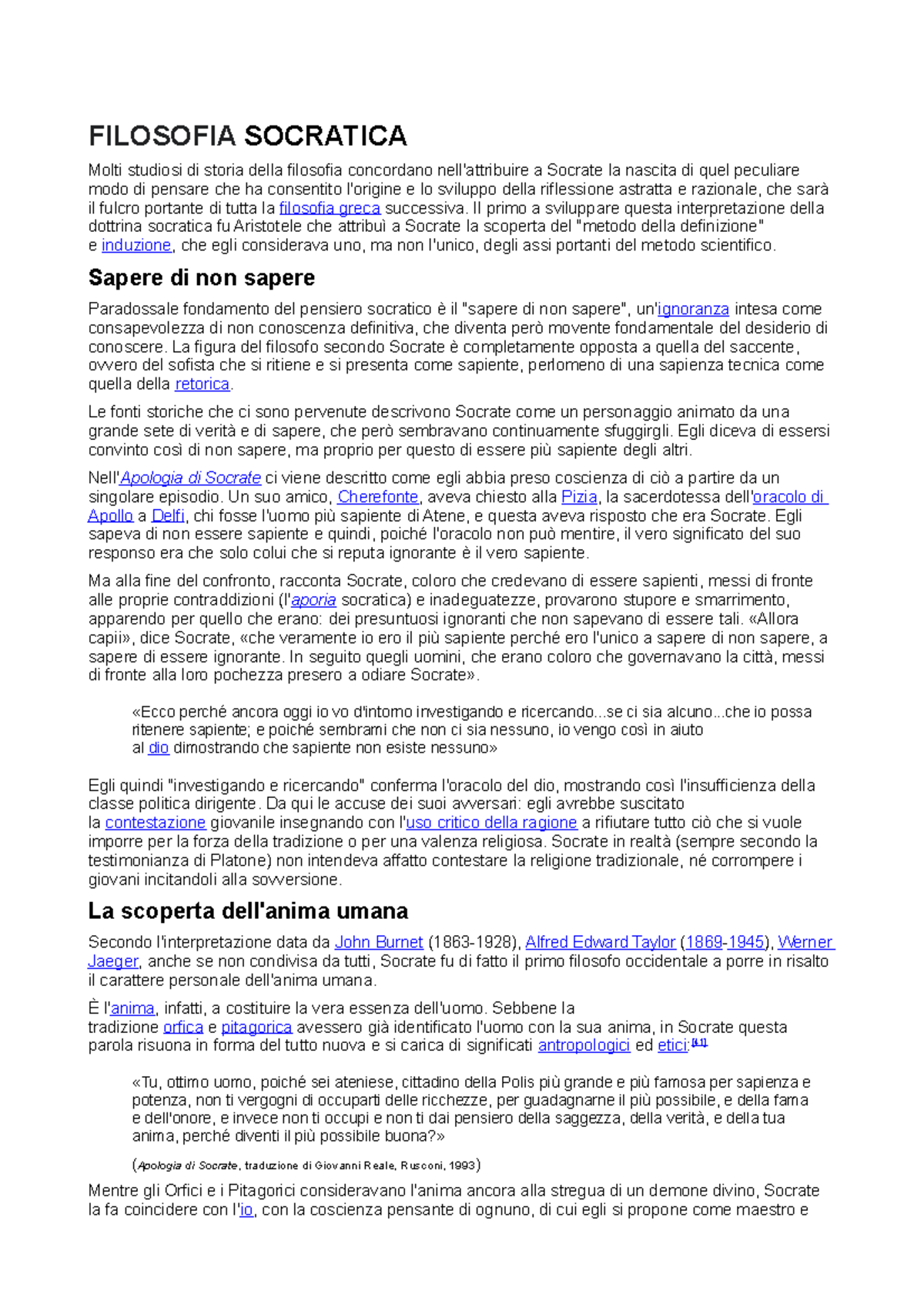 Filosofia Socratica - FILOSOFIA SOCRATICA Molti studiosi di storia ...