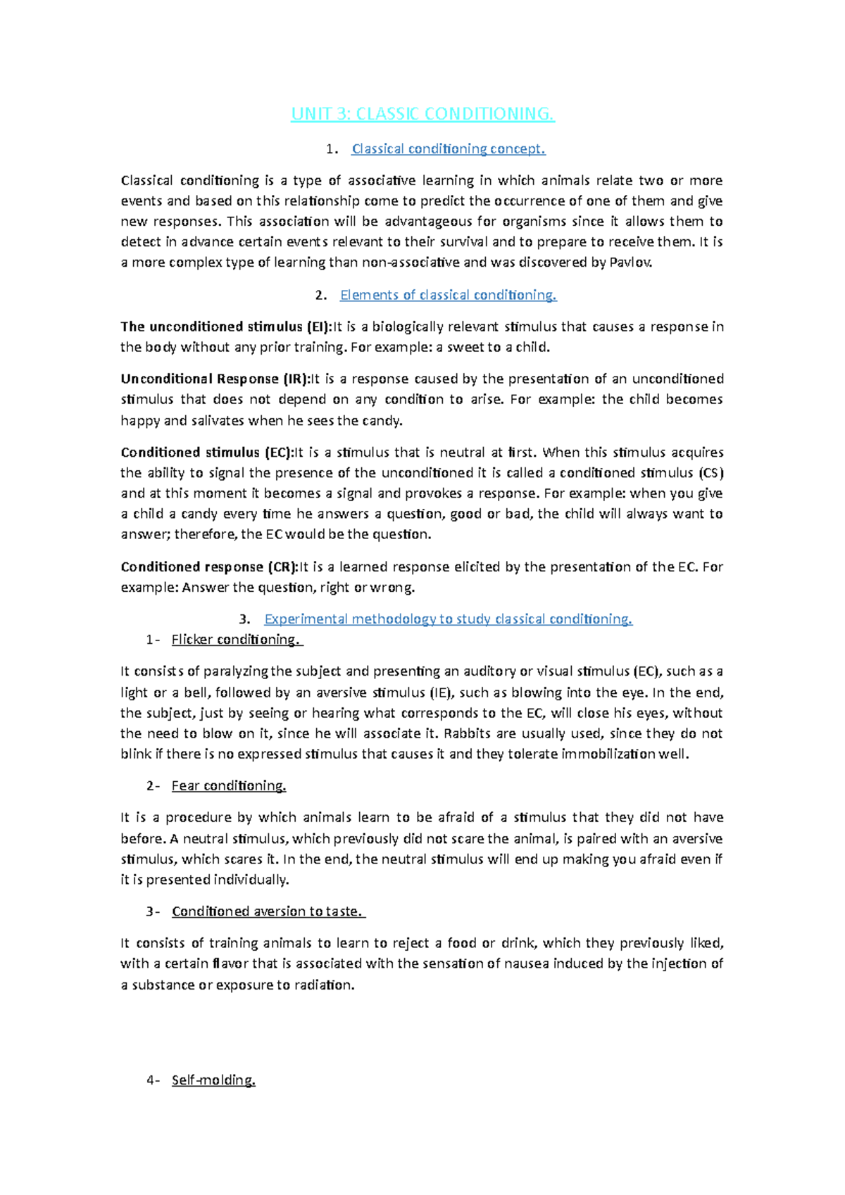 Unit 4 Introduction To Ethics - UNIT 3: CLASSIC CONDITIONING. Classical ...