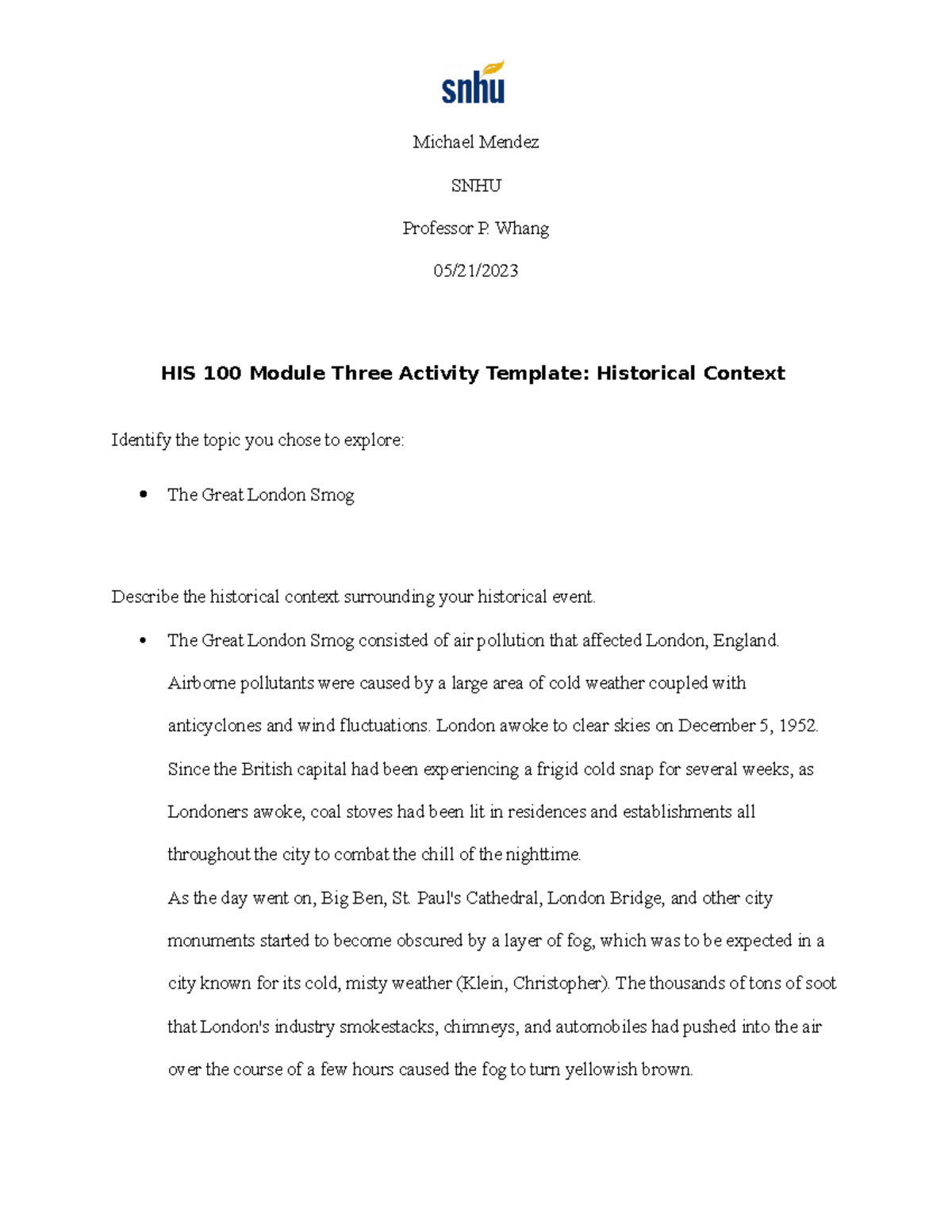 HIS 100 Module 3-1 Activity Examining Historical Context complete ...