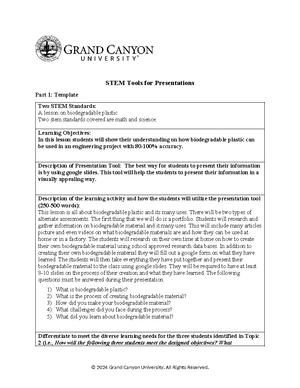 Judy Kittles ELM-462-Unit Plan Topic 4 - Interdisciplinary STEM Unit ...
