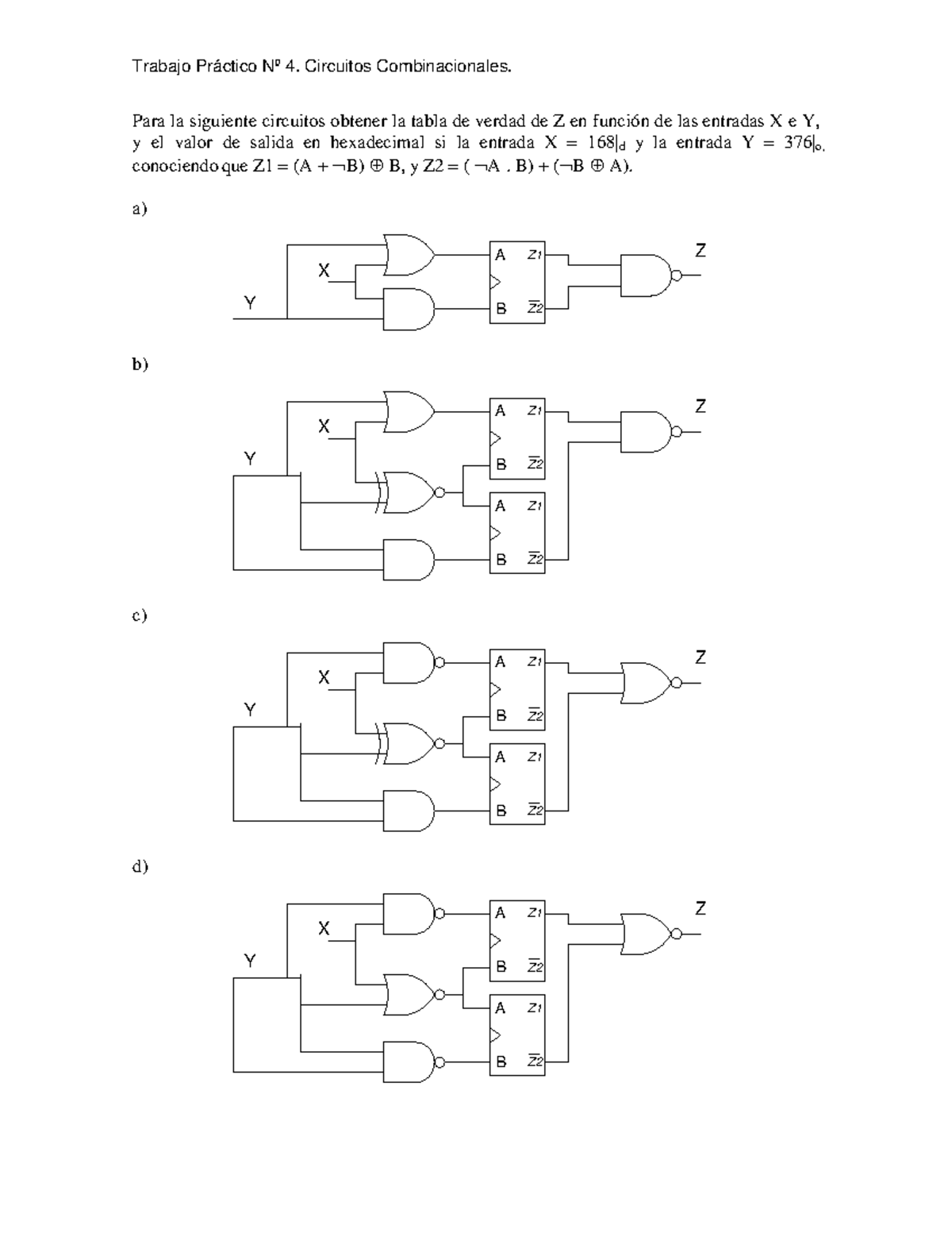(TP 04 )tp6-41407 - trabajos - Trabajo Práctico Nº 4. Circuitos Combinacionales. Para la ...