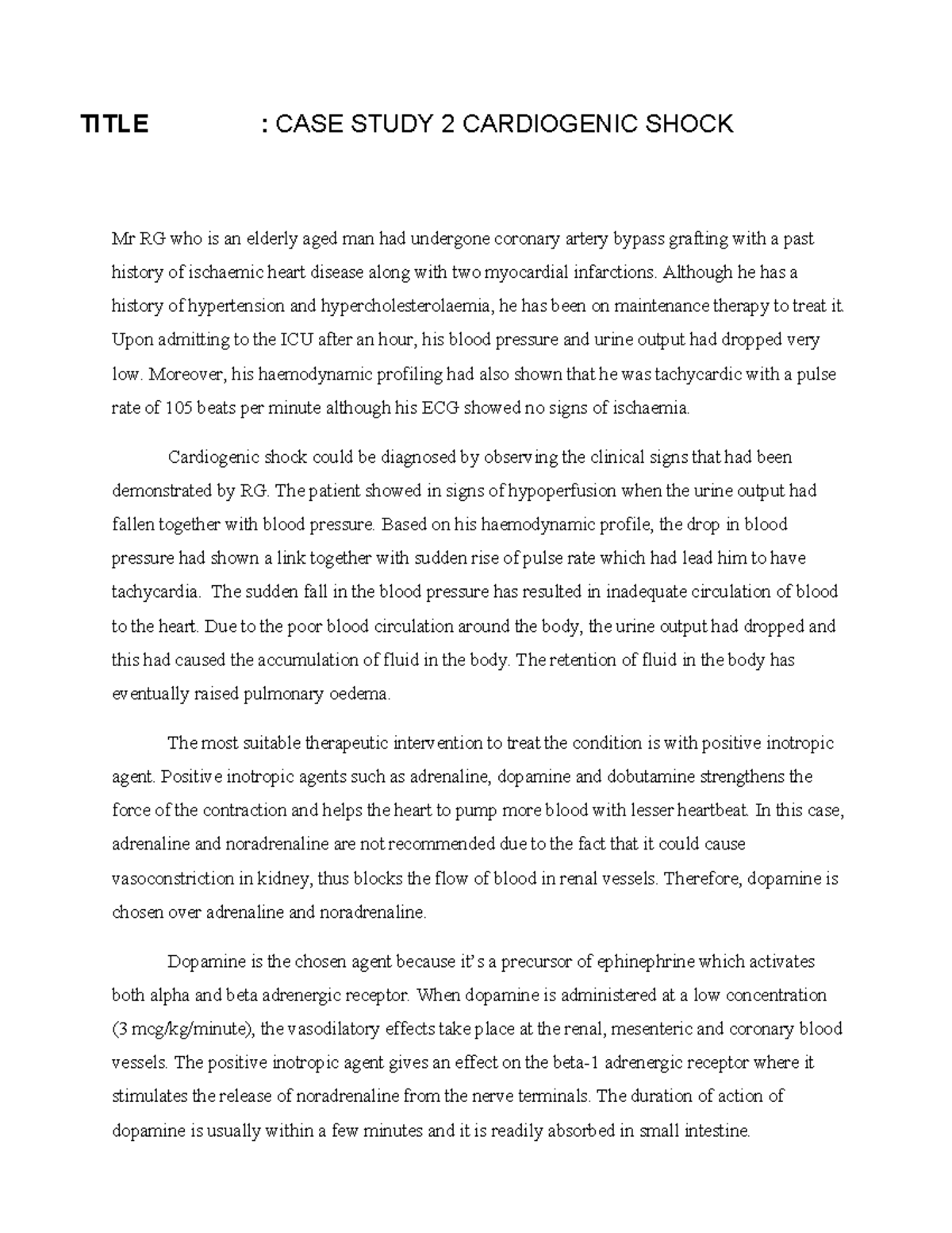 Case study PNS - peripheral nervous system - TITLE : CASE STUDY 2 ...