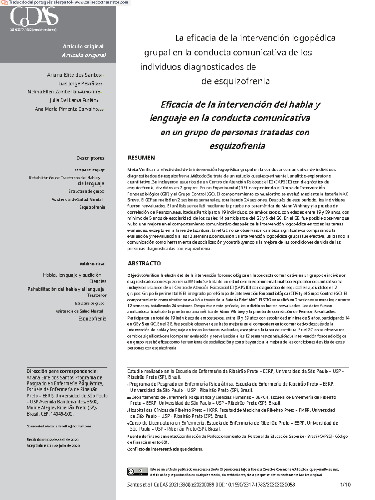 Paper investigacion 1 - ISSN 2317-1782 (versión en línea) La eficacia ...
