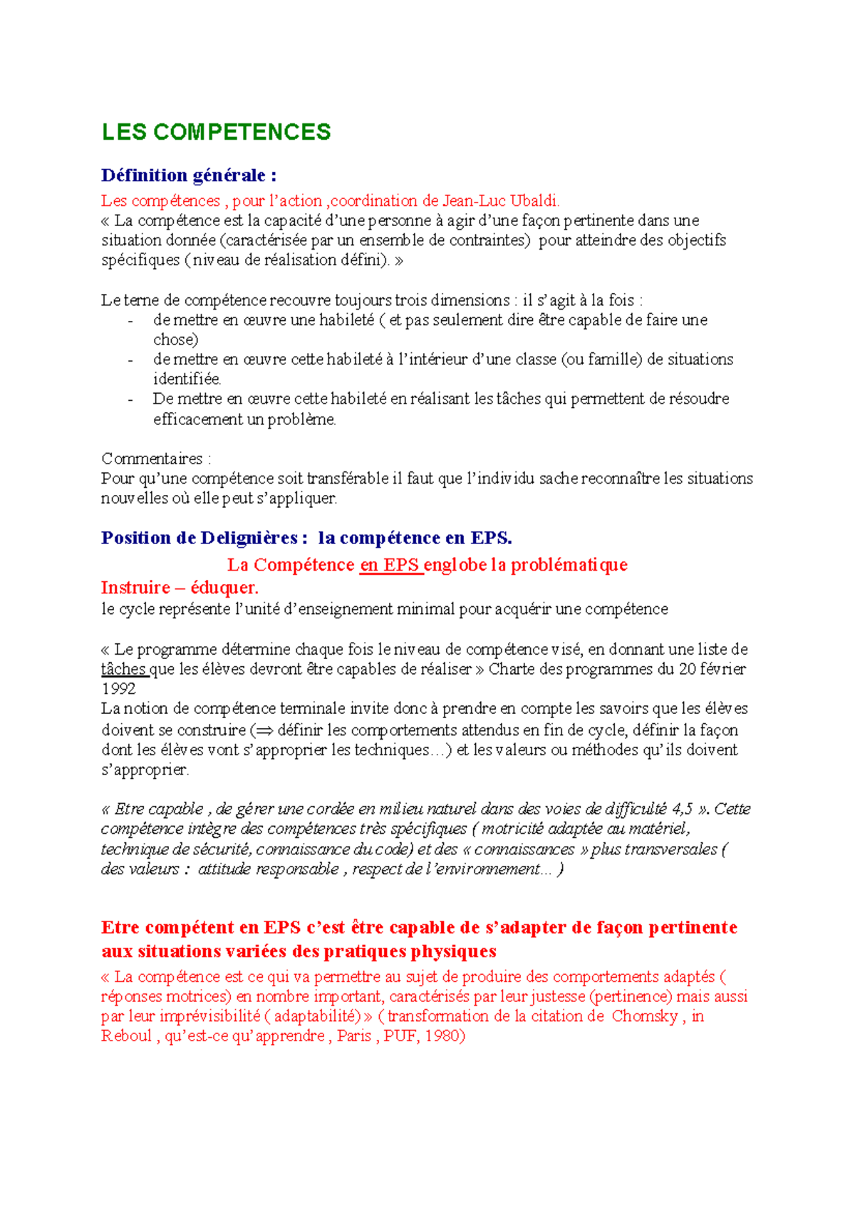 Fiche Compétence, Contenus - LES COMPETENCES DÈfinition gÈnÈrale : Les ...
