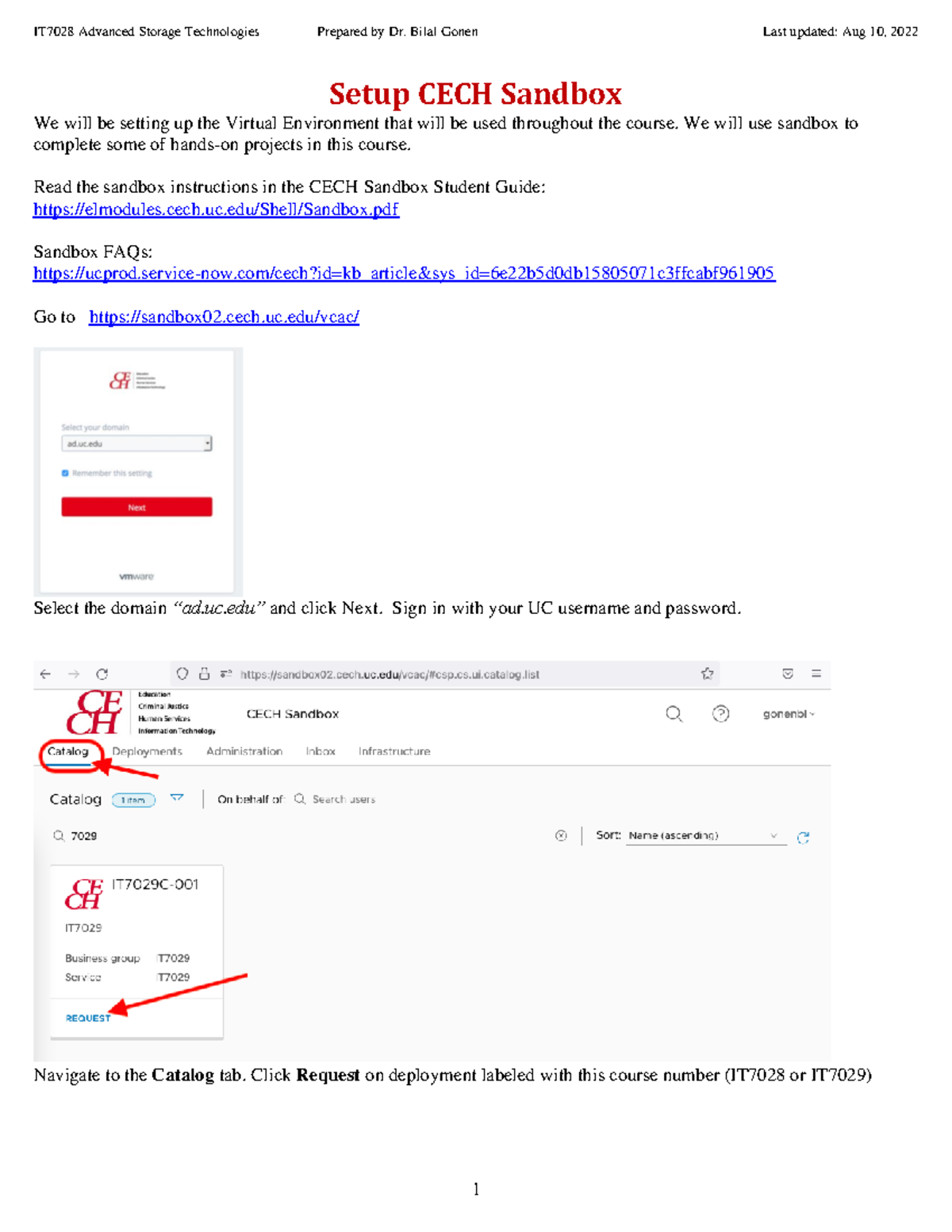 Module 02 project - Setup CECH Sandbox We will be setting up the ...