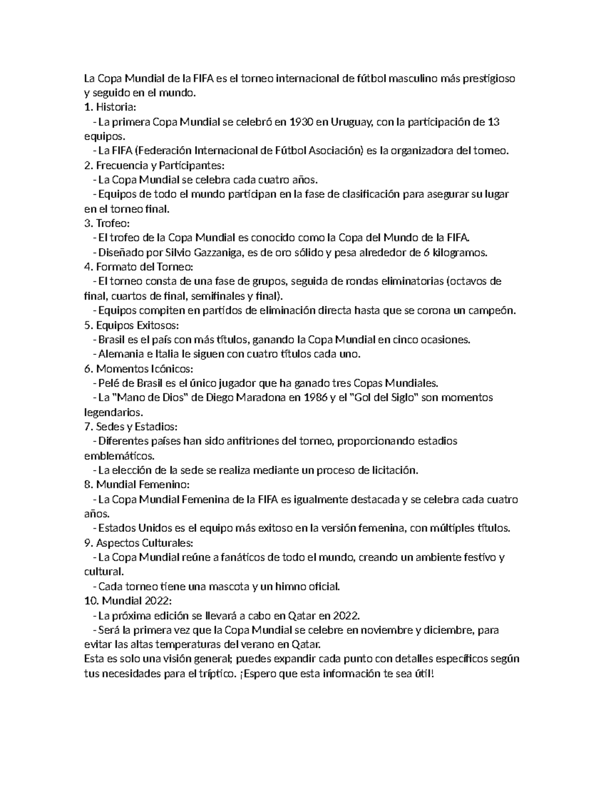 Informacion mate - Resumen Matemáticas Aplicadas - La Copa Mundial de ...