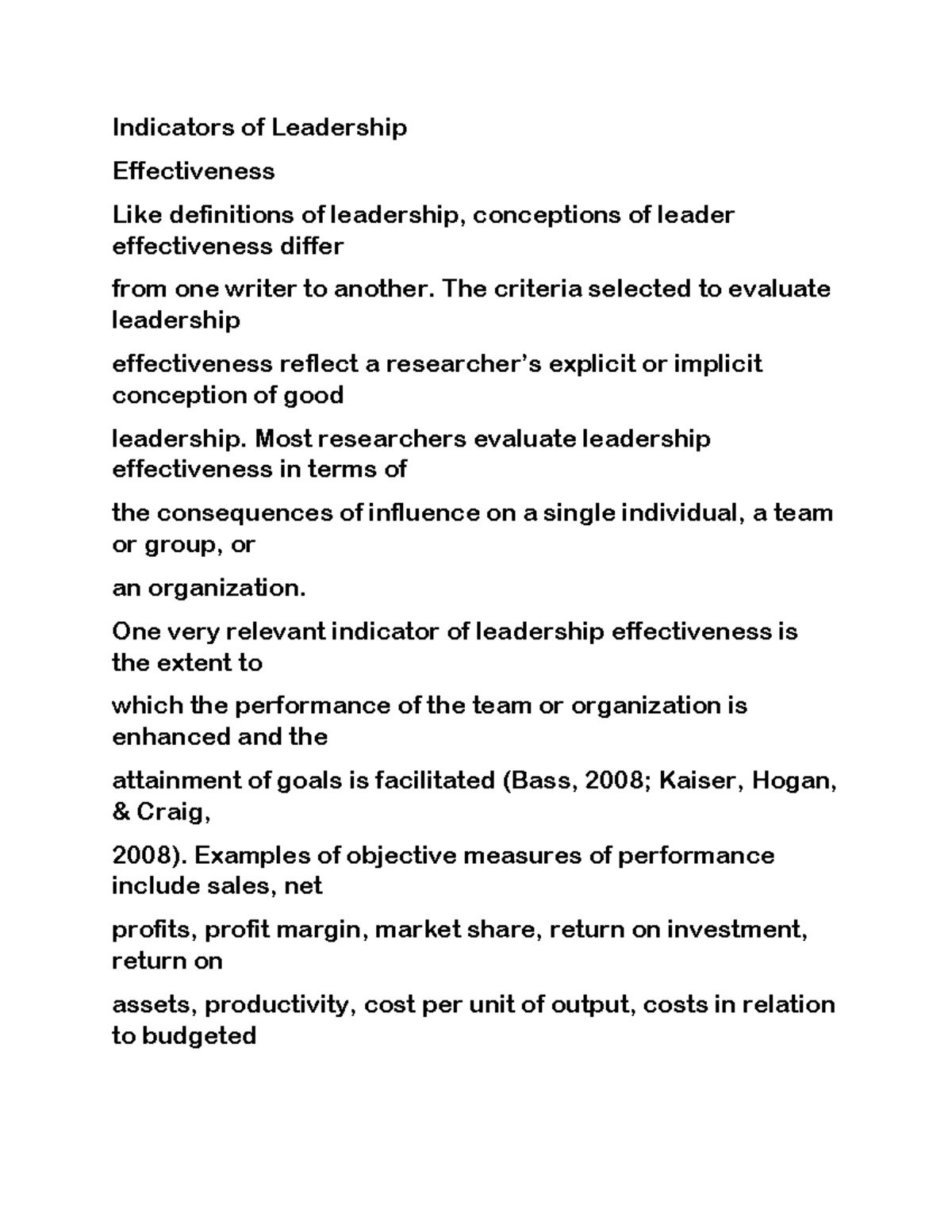 Indicators of Leadership 1+ - Indicators of Leadership Effectiveness ...