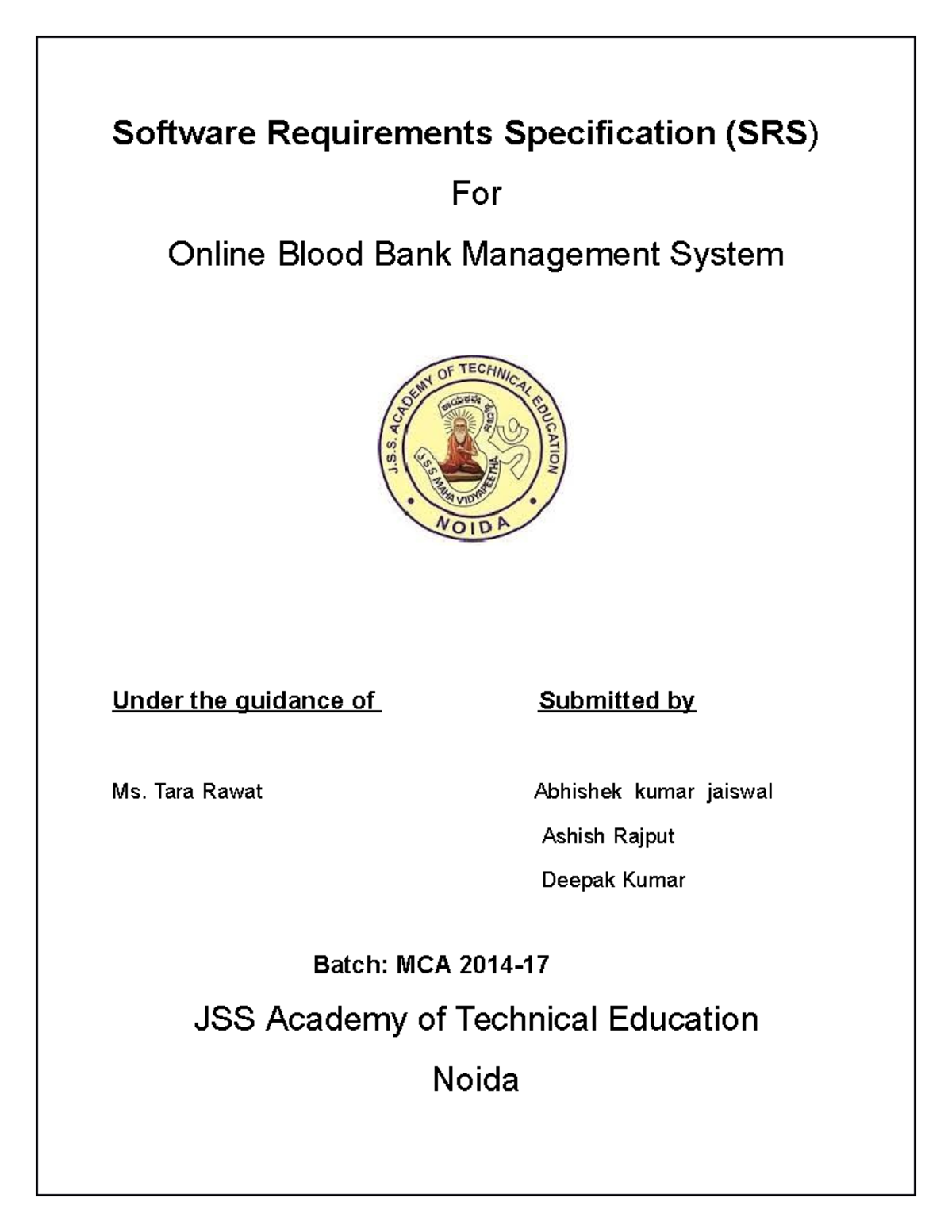 Pdfcoffee - Geat - Software Requirements Specification (SRS) For Online Blood Bank Management ...