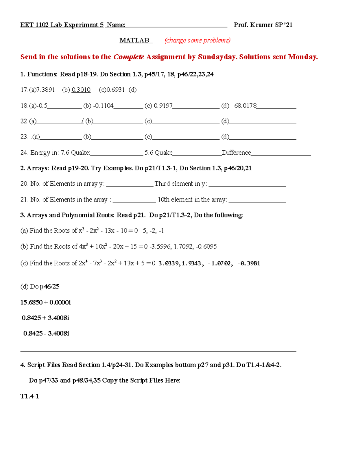 Eet wrk due monday 1 with exact work and answers from class worded ...