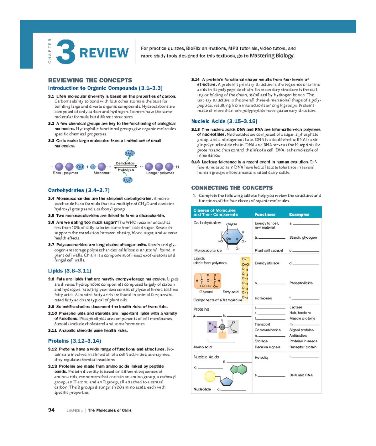 Chp3 课本后的习题 - Chp3 课本后的习题 - 94 CHAPTER 3 | The Molecules of Cells 3 ...