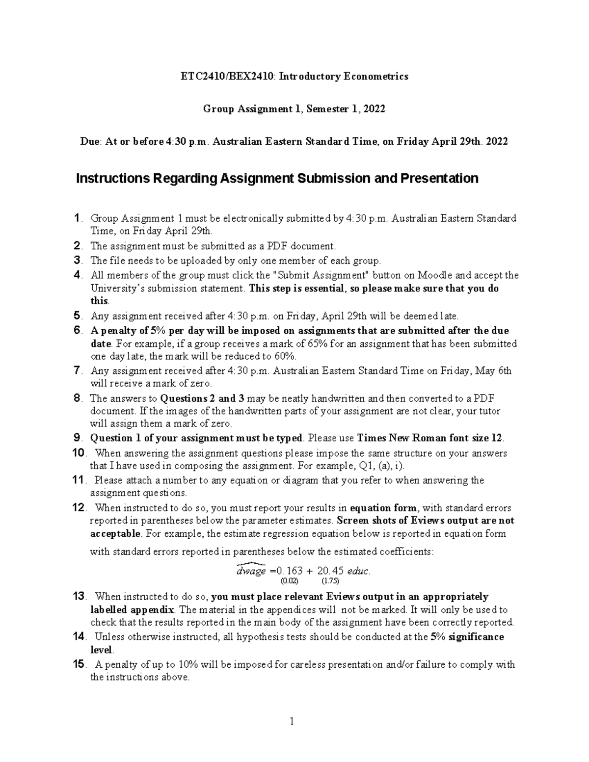 Assignment 1 M Australian Eastern Standard Time On Friday April