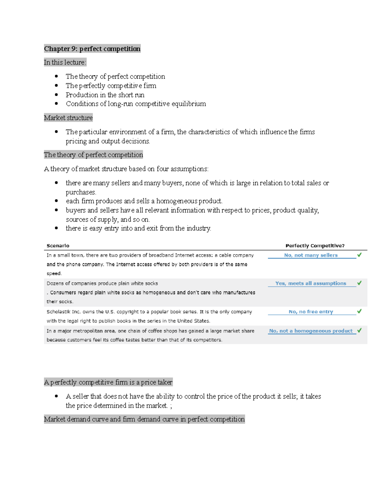 Chapter 9 perfect competition - Chapter 9: perfect competition In this ...