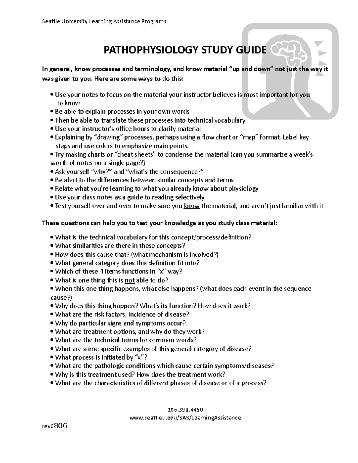 Pathophysiology-Study-Guide - Seattle University Learning Assistance ...