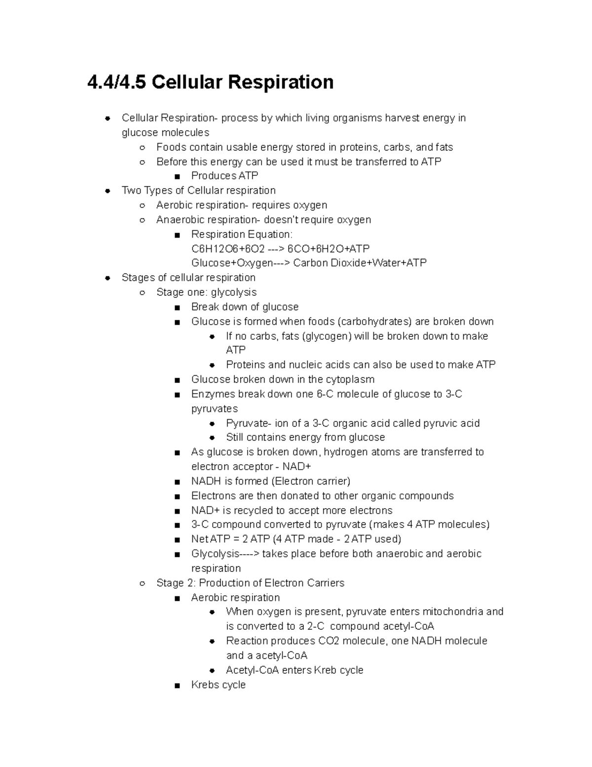 Cellular Respiration - These are all of the notes I took in Biology ...